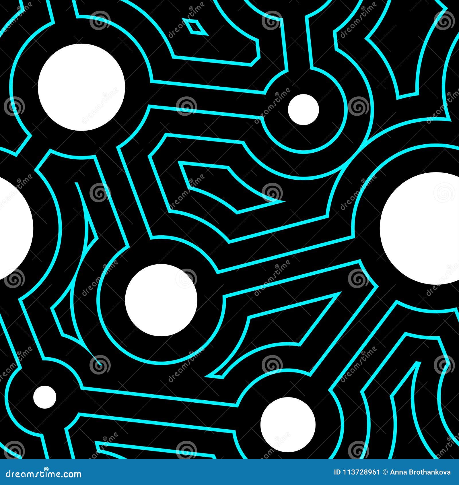 Round Lines and Circles Geometry Seamless Pattern Stock Vector ...