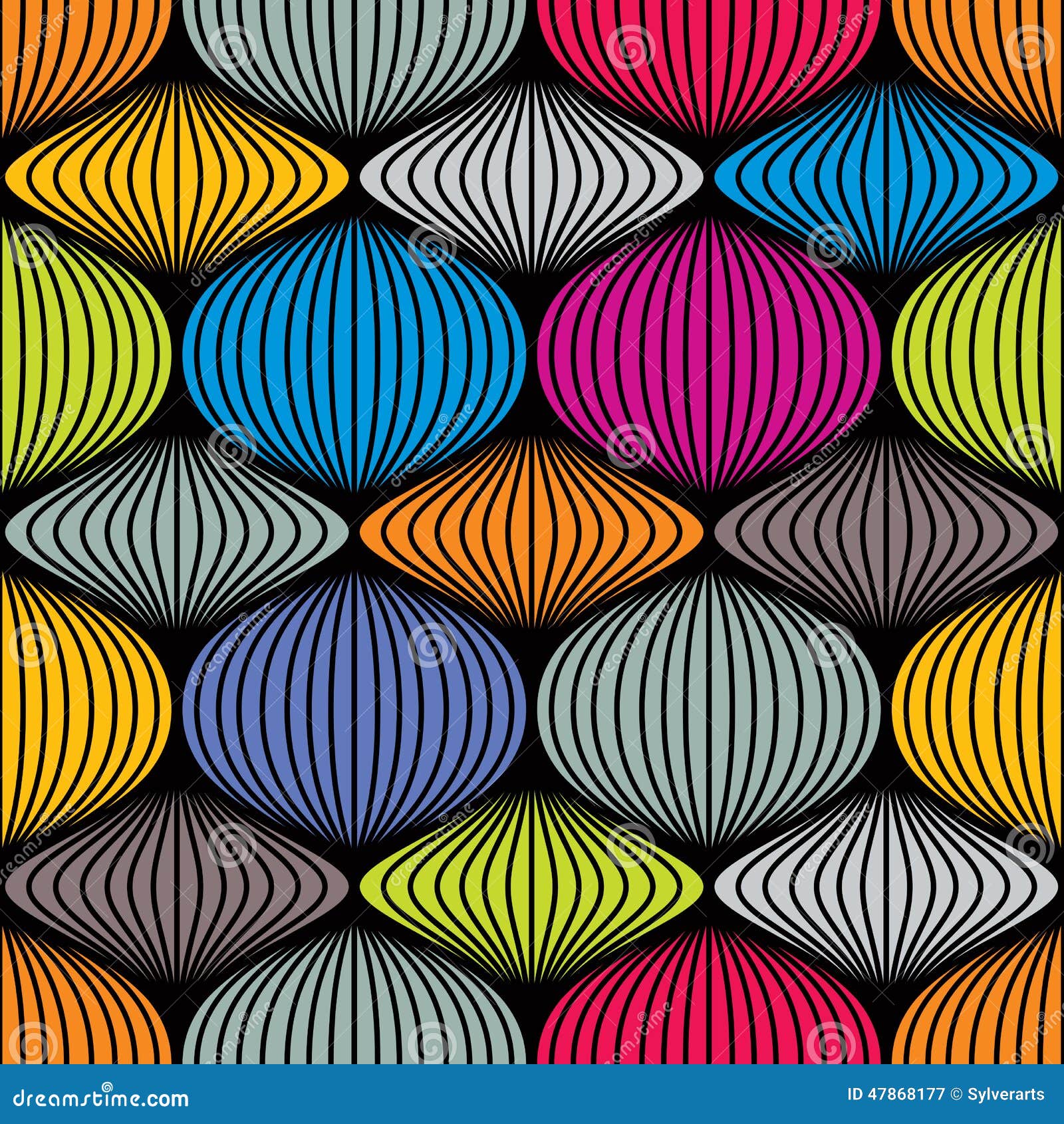 Round Lines Seamless Pattern. Stock Vector - Illustration of curve ...