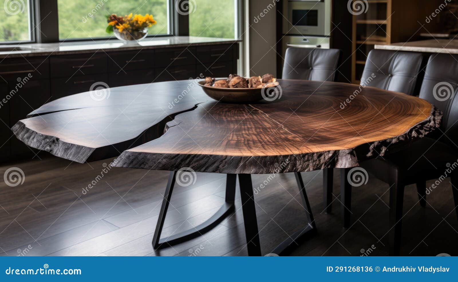 Round Live Edge Dining Table. Interior Design of Modern Minimalist ...