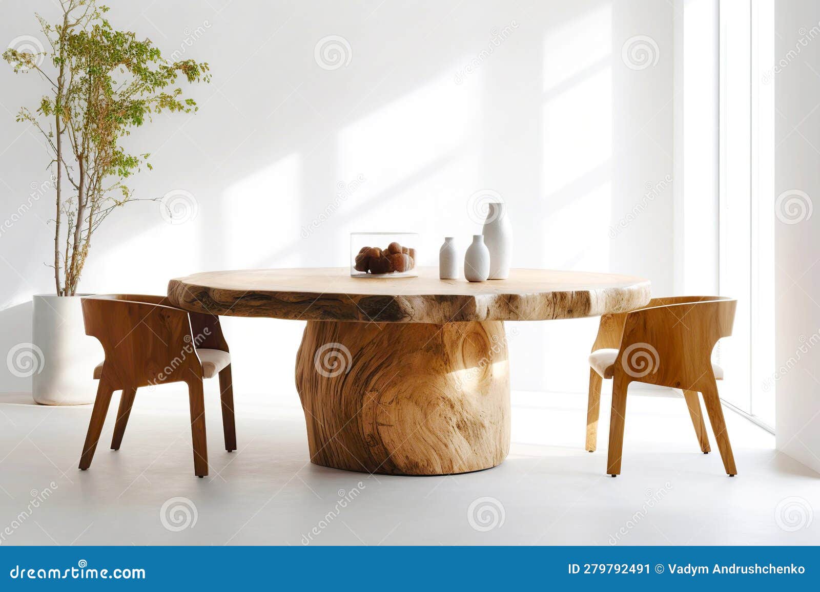 Round Live Edge Wooden Coffee Table With Epoxy Resin On A White ...