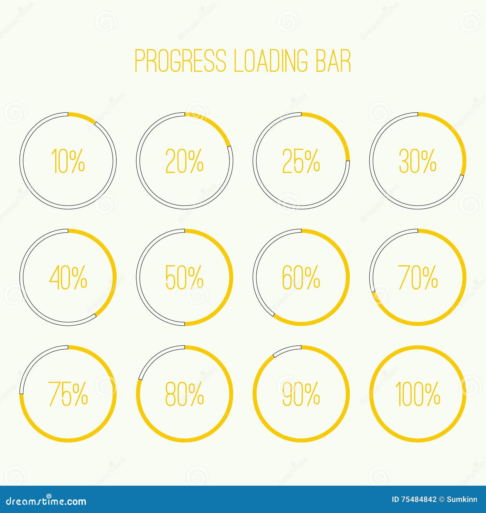 Percent Loader. Round Progress Bar For Upload And Download Application UI, Circle Indicator With ...