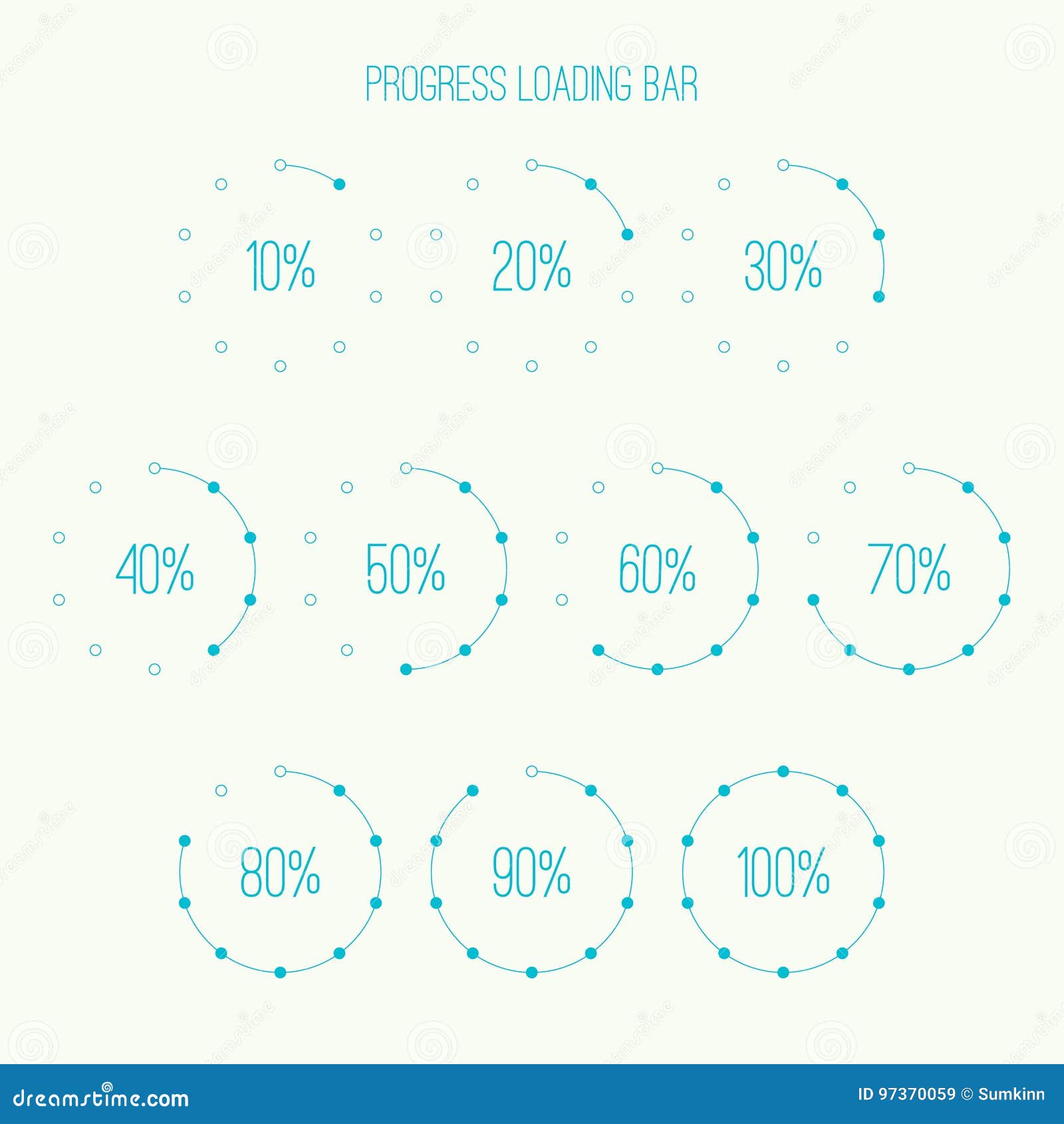 Percent Loader. Round Progress Bar For Upload And Download Application UI, Circle Indicator With ...