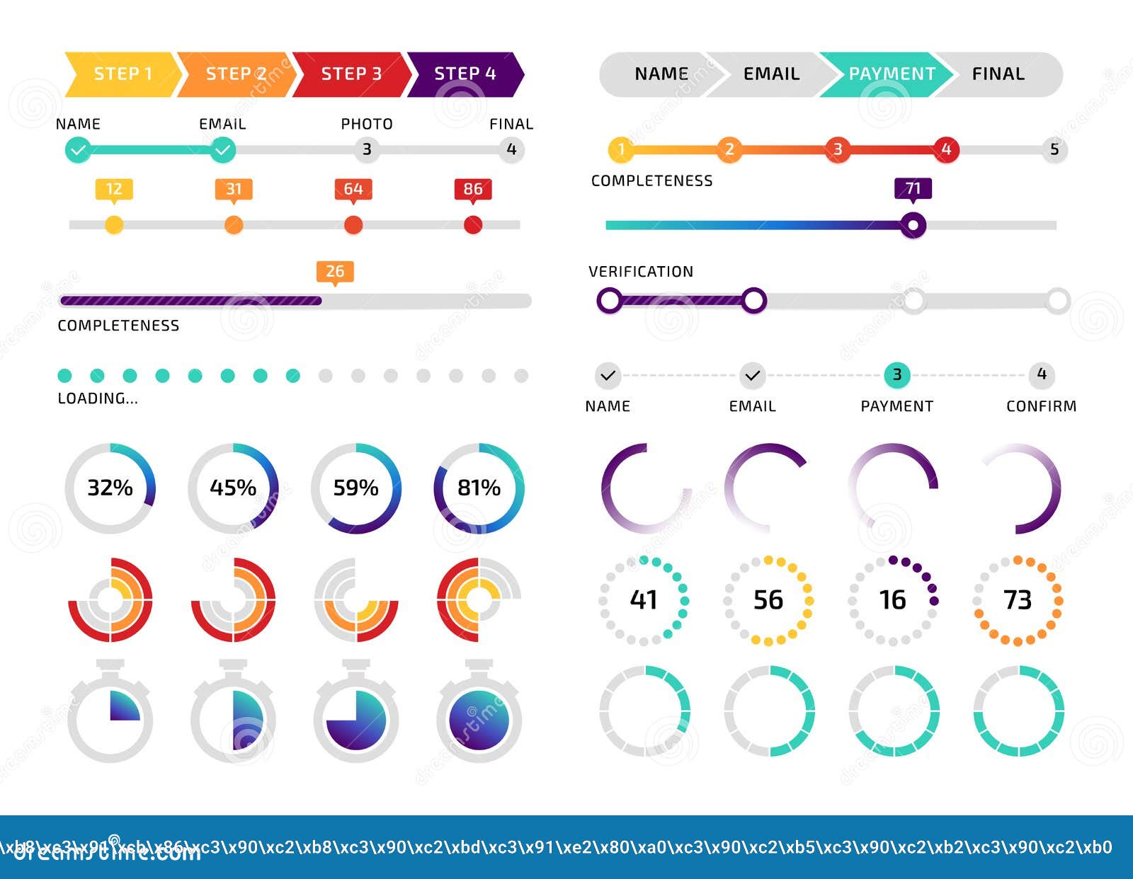 Round Loader and Progress Bar Kit, App Screen Interface Download ...