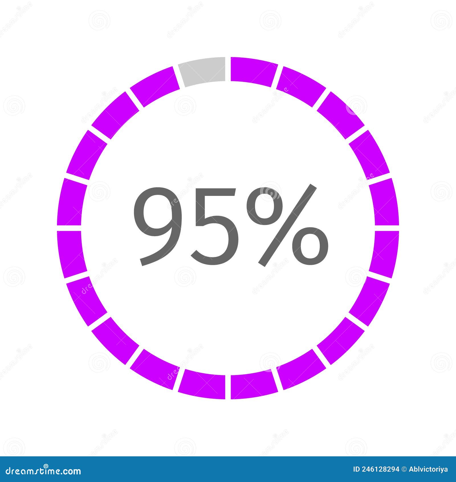 Round Loading Bar with 95 Percent Filled Surface. Progress, Waiting or ...