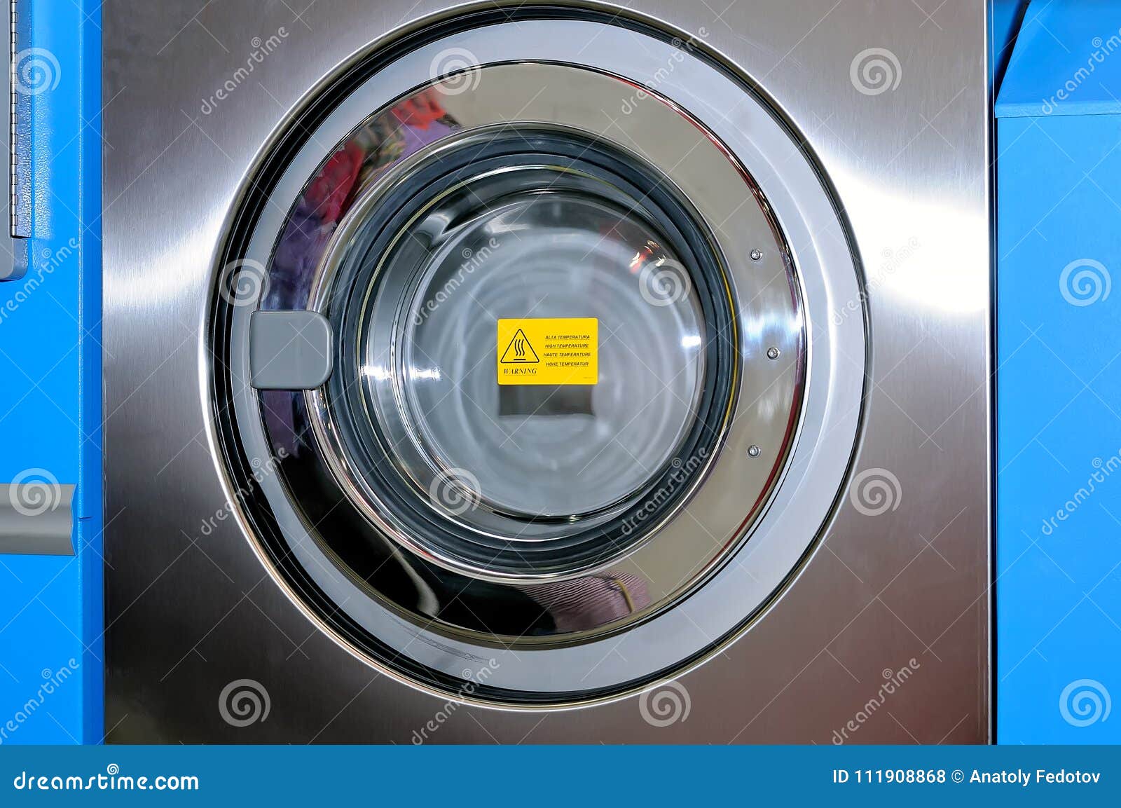 Round Loading Hatch of the Industrial Washing Machine Stock Photo ...