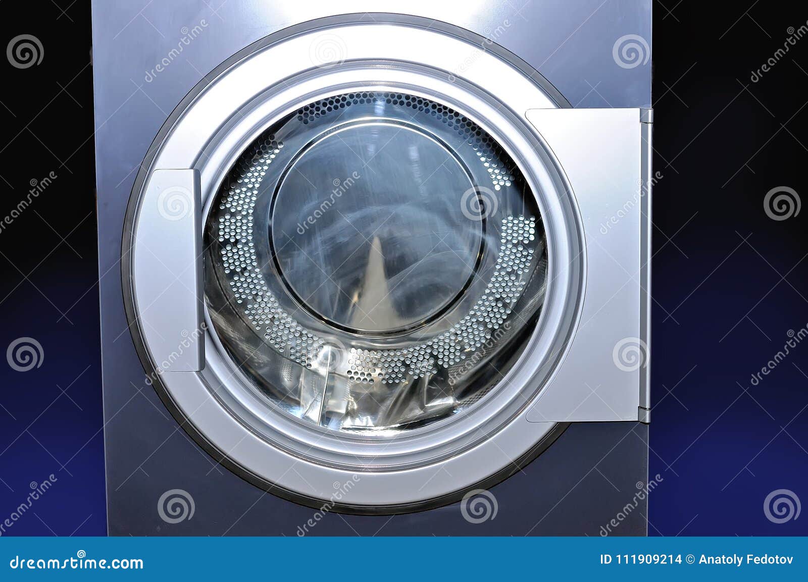 Round Loading Hatch of the Industrial Washing Machine Stock Photo ...