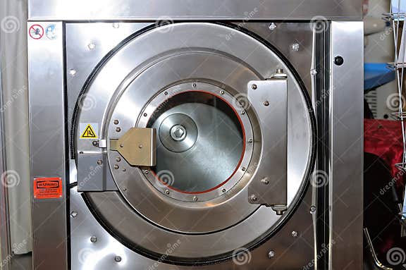 Round Loading Hatch of the Industrial Washing Machine Stock Photo ...