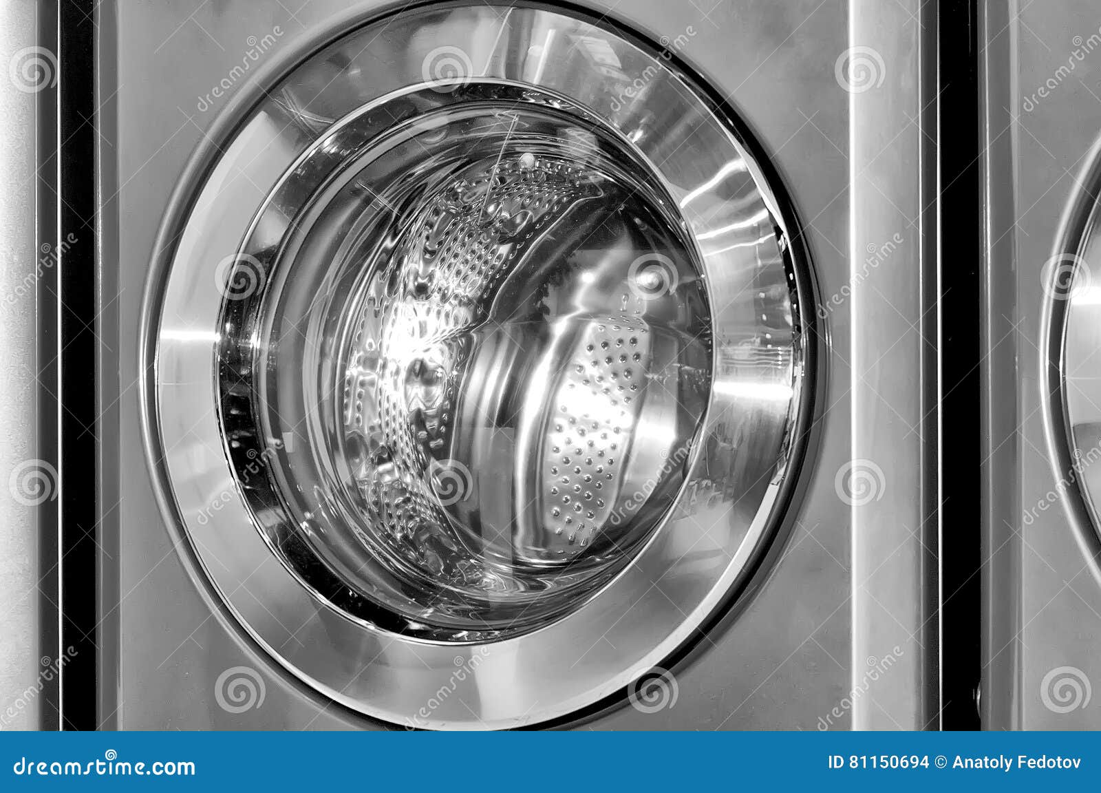 Round Loading Hatch of the Industrial Washing Machine Stock Photo ...