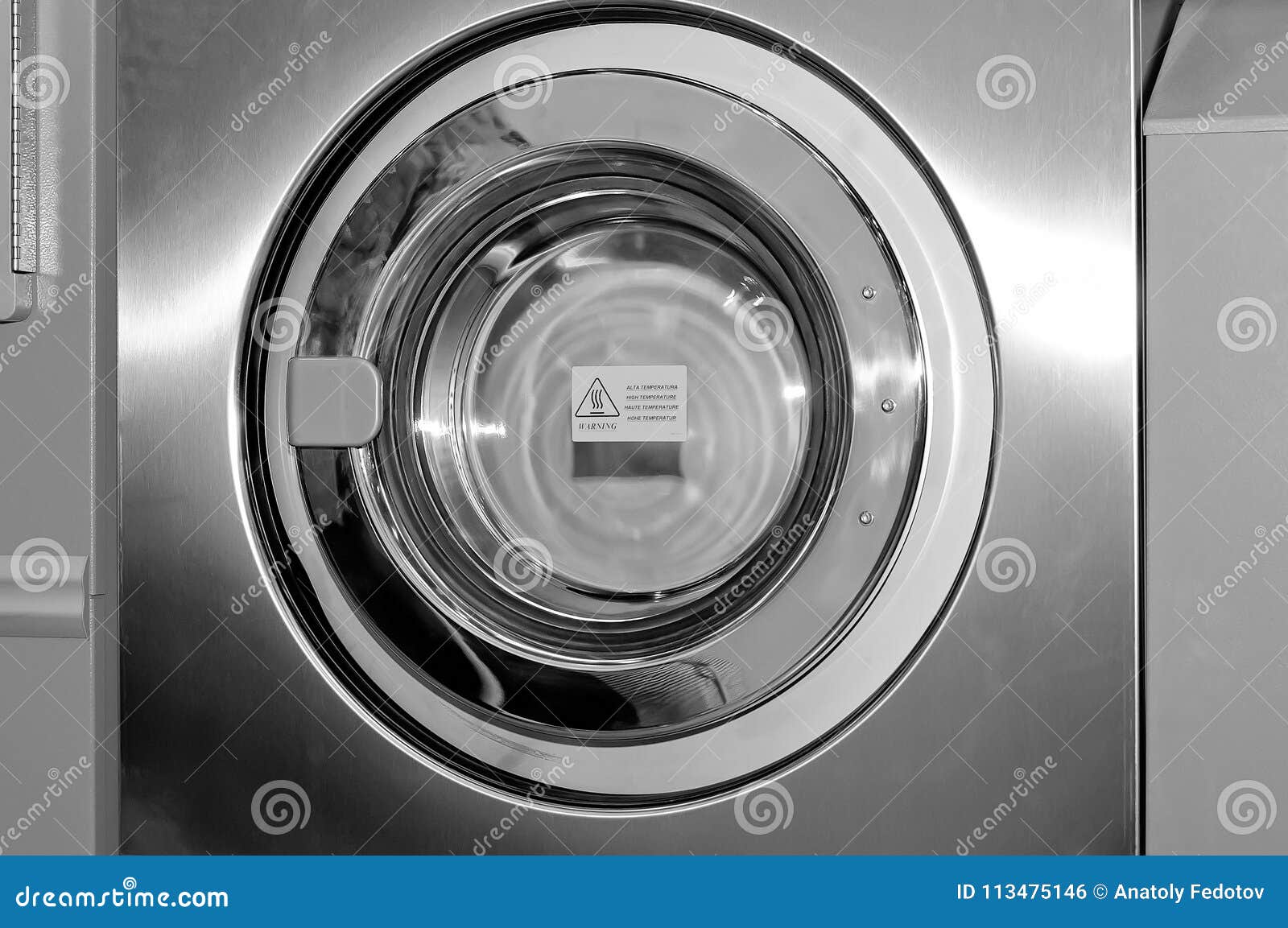 Round Loading Hatch of the Industrial Washing Machine Stock Photo ...