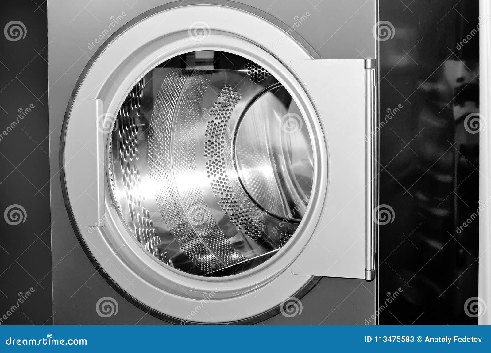 Round Loading Hatch of the Industrial Washing Machine Stock Image ...