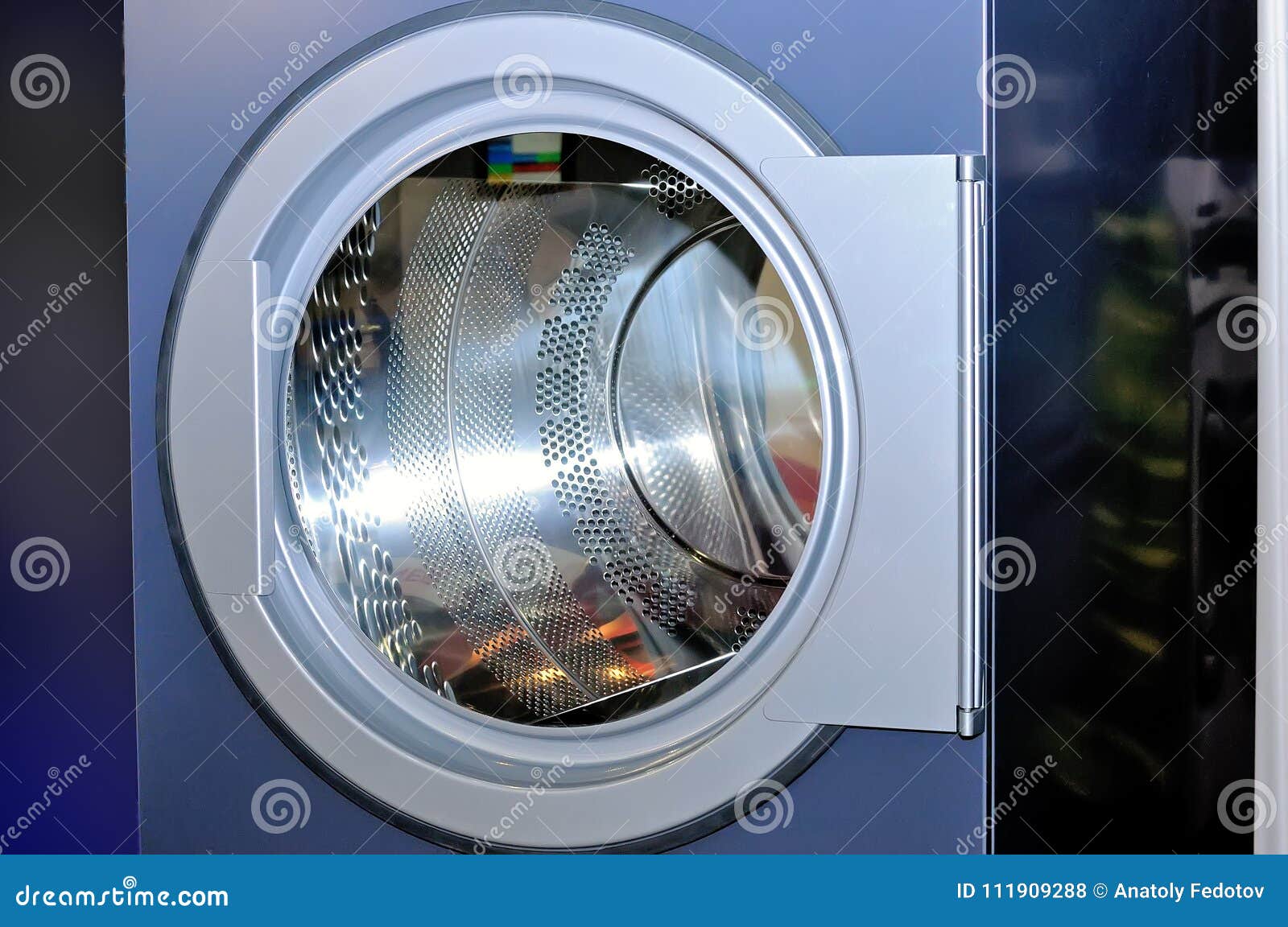 Round Loading Hatch of the Industrial Washing Machine Stock Photo ...