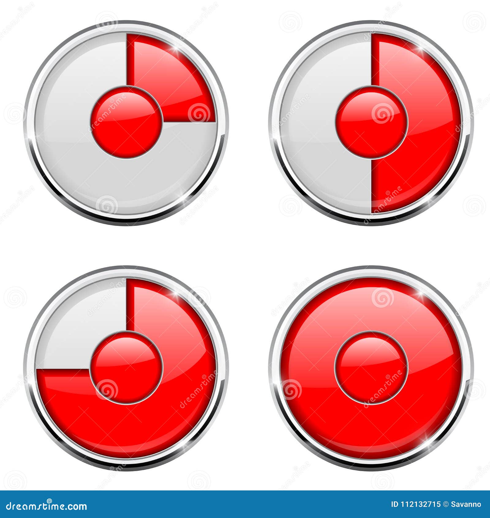 Round Loading Process Icon. Red and White Sign with Chrome Frame Stock ...