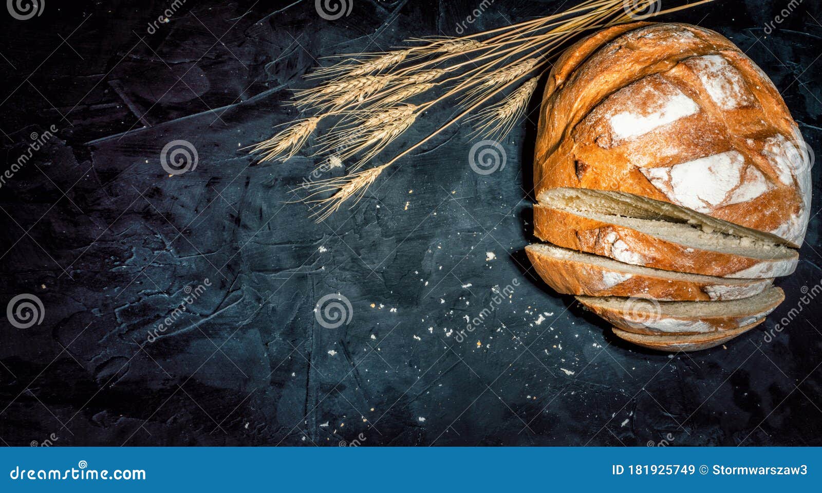 Round Loaf Bread with Some Slices Cut Stock Image - Image of round ...