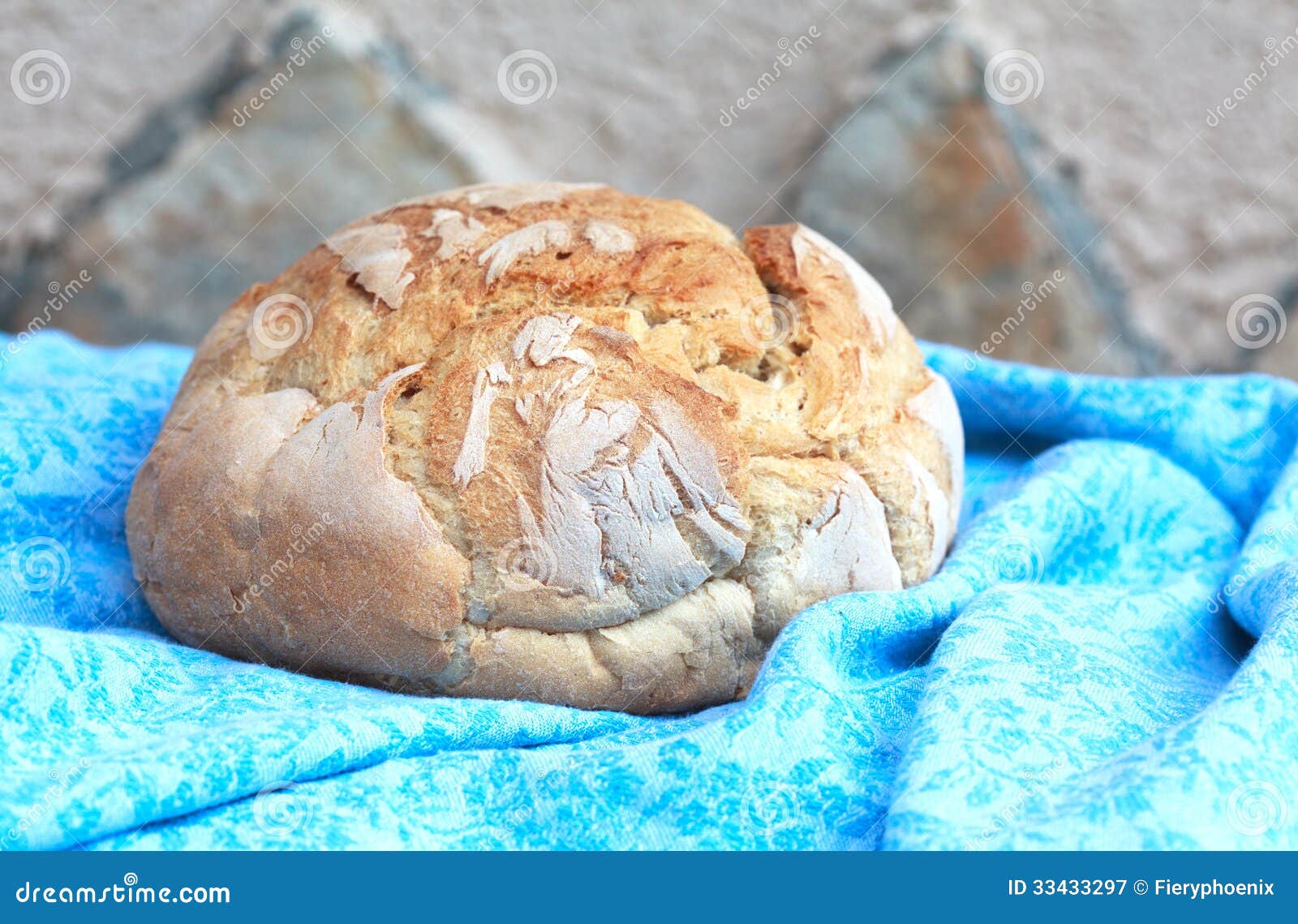 Round Loaf of Home Made Bread Made from Whole Wheat Flour in Rustic ...