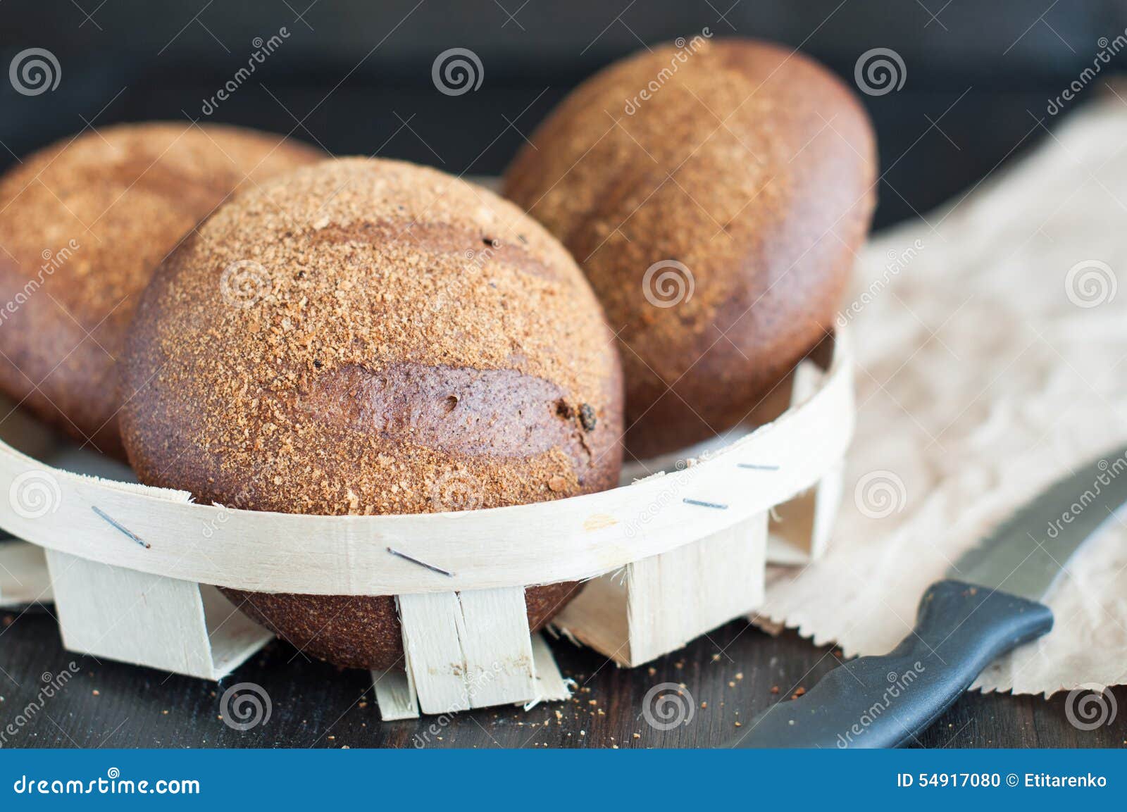 Round Loaf of Homemade Brown Wheat Bread Stock Photo - Image of ...