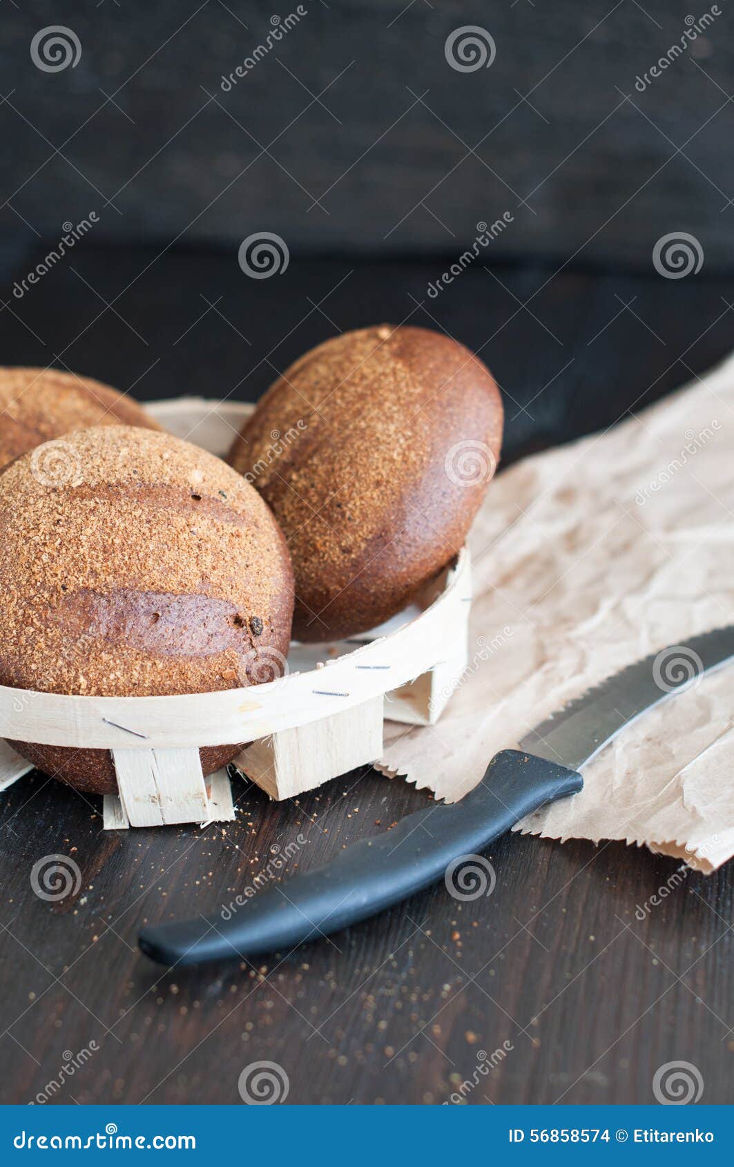 Round Loaf of Homemade Brown Wheat Bread Stock Photo - Image of rustic ...