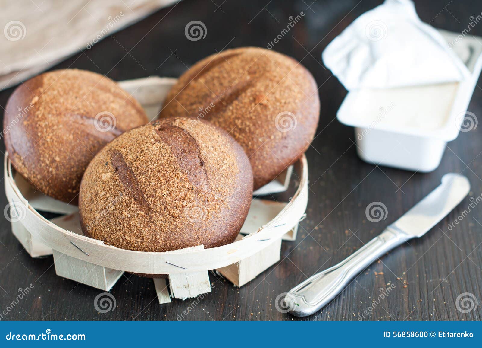 Round Loaf of Homemade Brown Wheat Bread Stock Photo - Image of corn ...