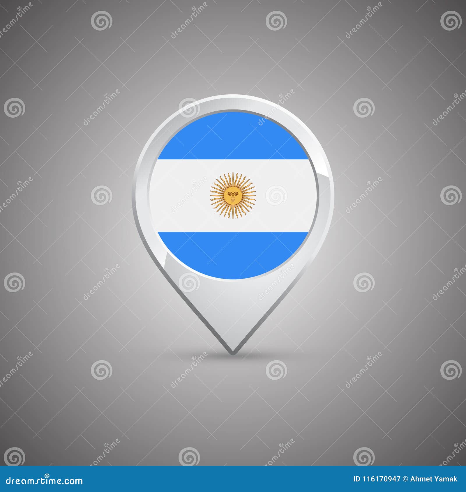 Round Location Pin with Flag of Argentina Stock Illustration ...