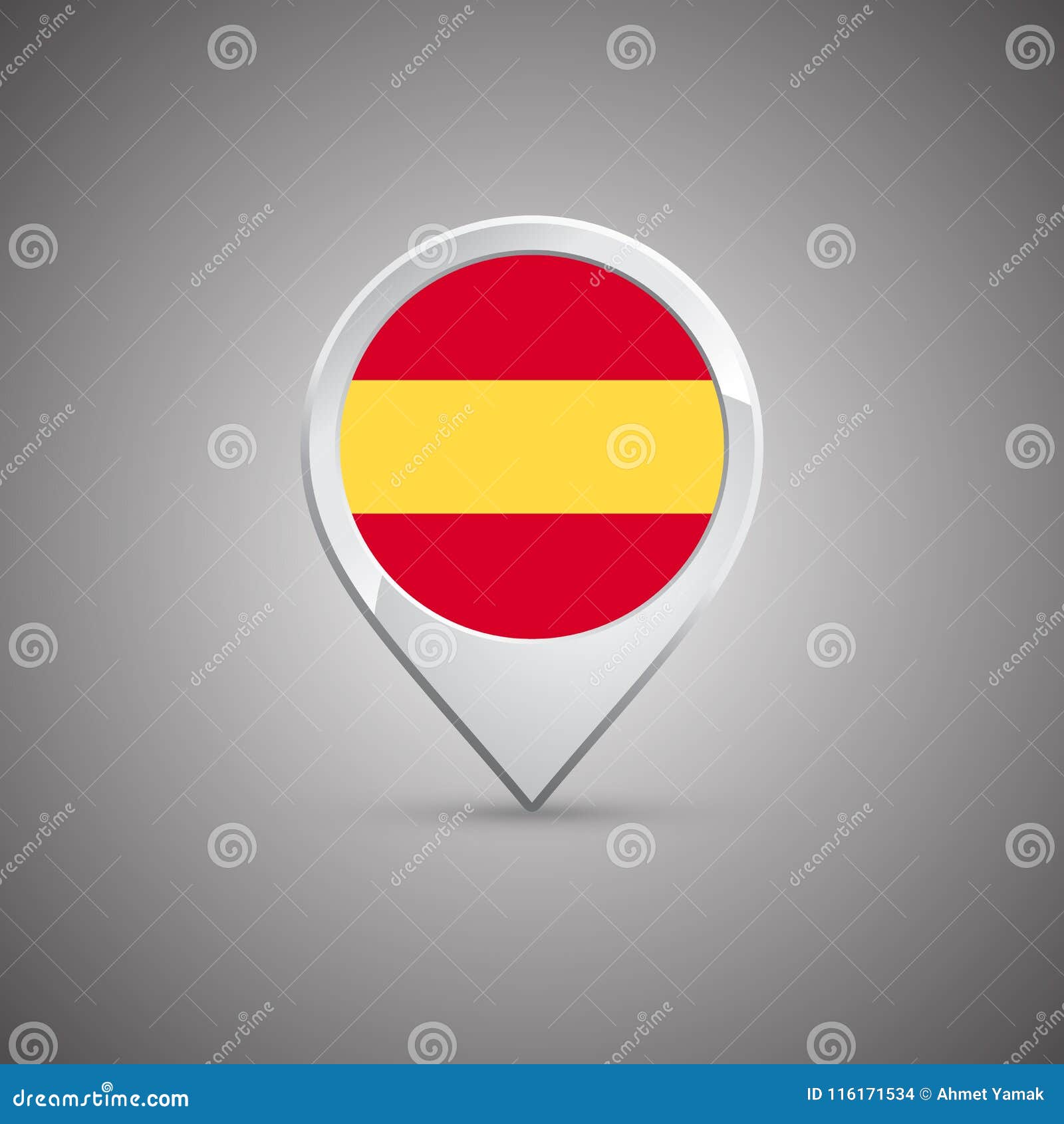 Round Location Pin with Flag of Spain Stock Illustration - Illustration ...