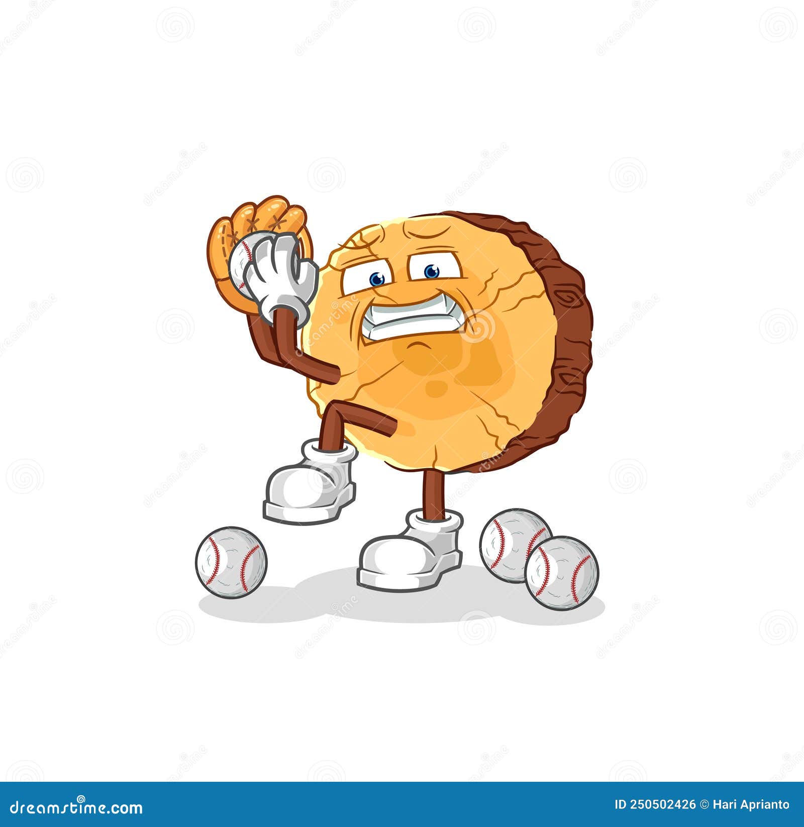 Round Log Baseball Pitcher Cartoon. Cartoon Mascot Vector Stock Vector ...