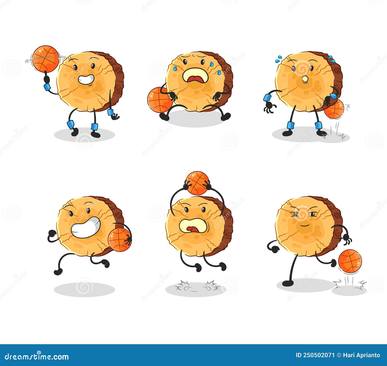 Round Log Basketball Player Group Character. Mascot Vector Stock Vector ...