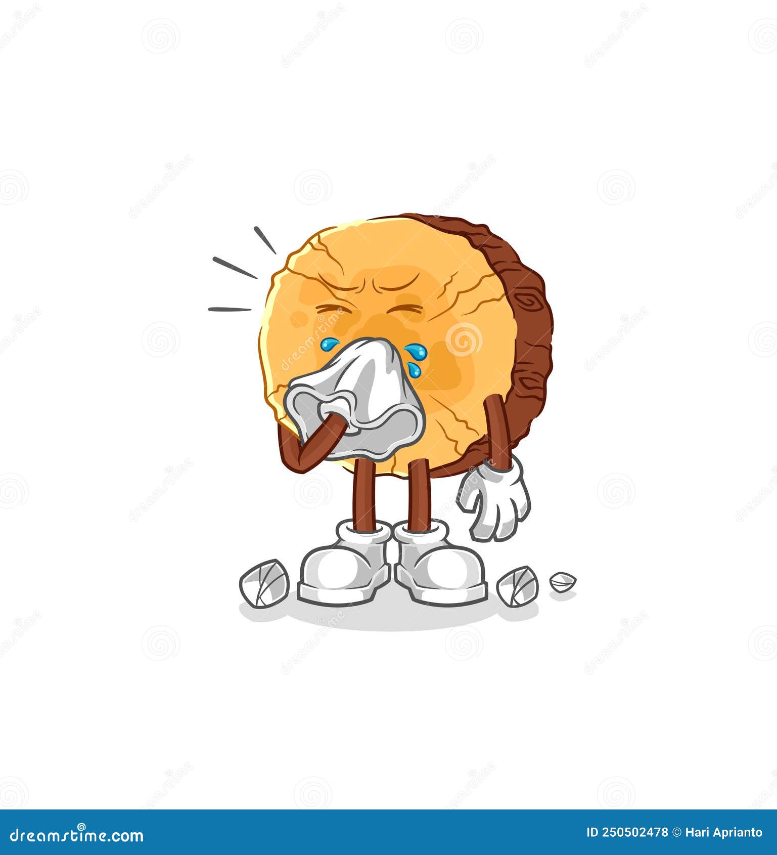 Round Log Blowing Nose Character. Cartoon Mascot Vector Stock Vector ...