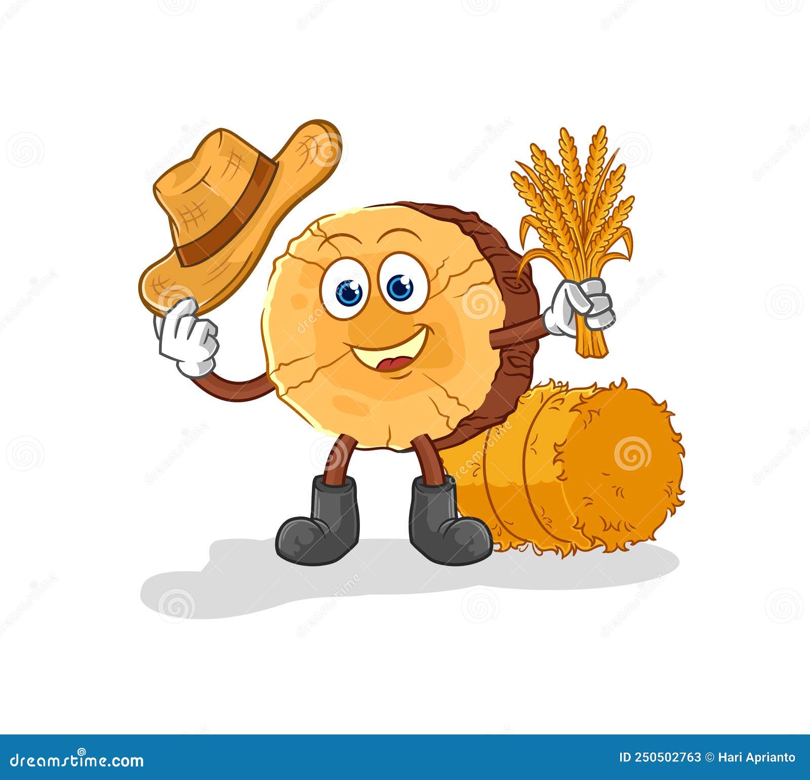 Round Log Farmer Mascot. Cartoon Vector Stock Vector - Illustration of ...