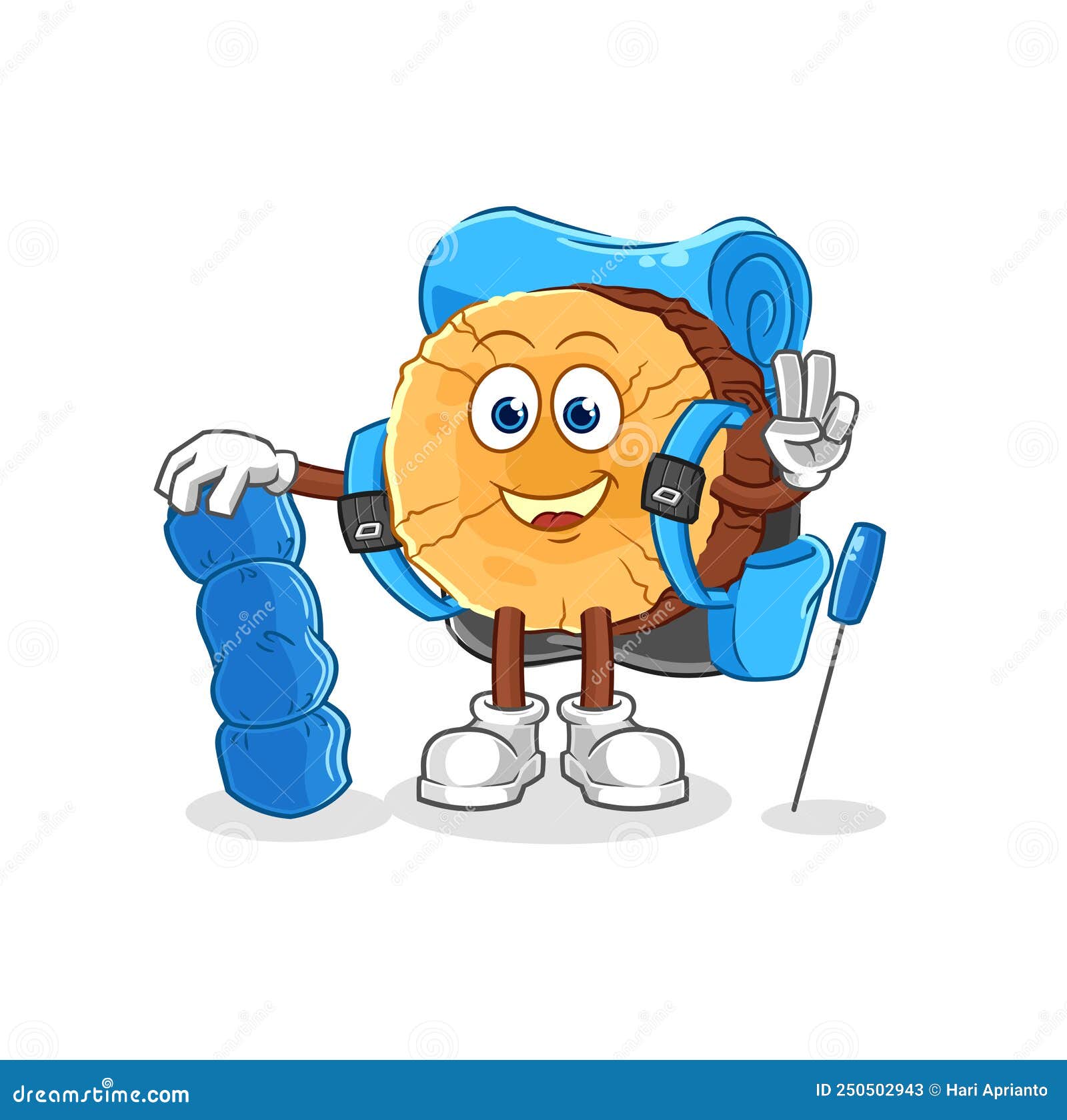Round Log Go Camping Mascot. Cartoon Vector Stock Vector - Illustration ...