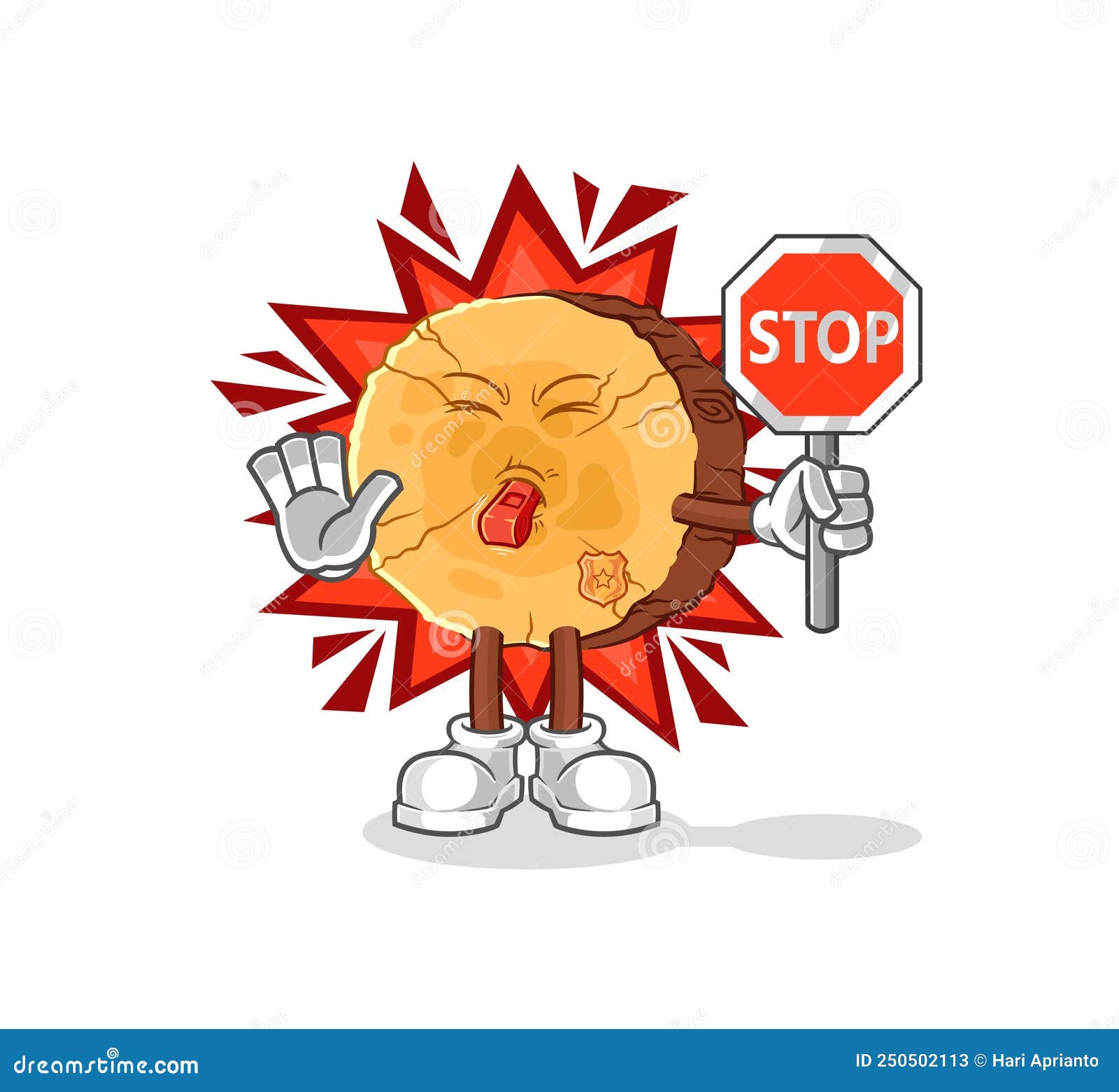 Round Log Holding Stop Sign. Cartoon Mascot Vector Stock Vector ...