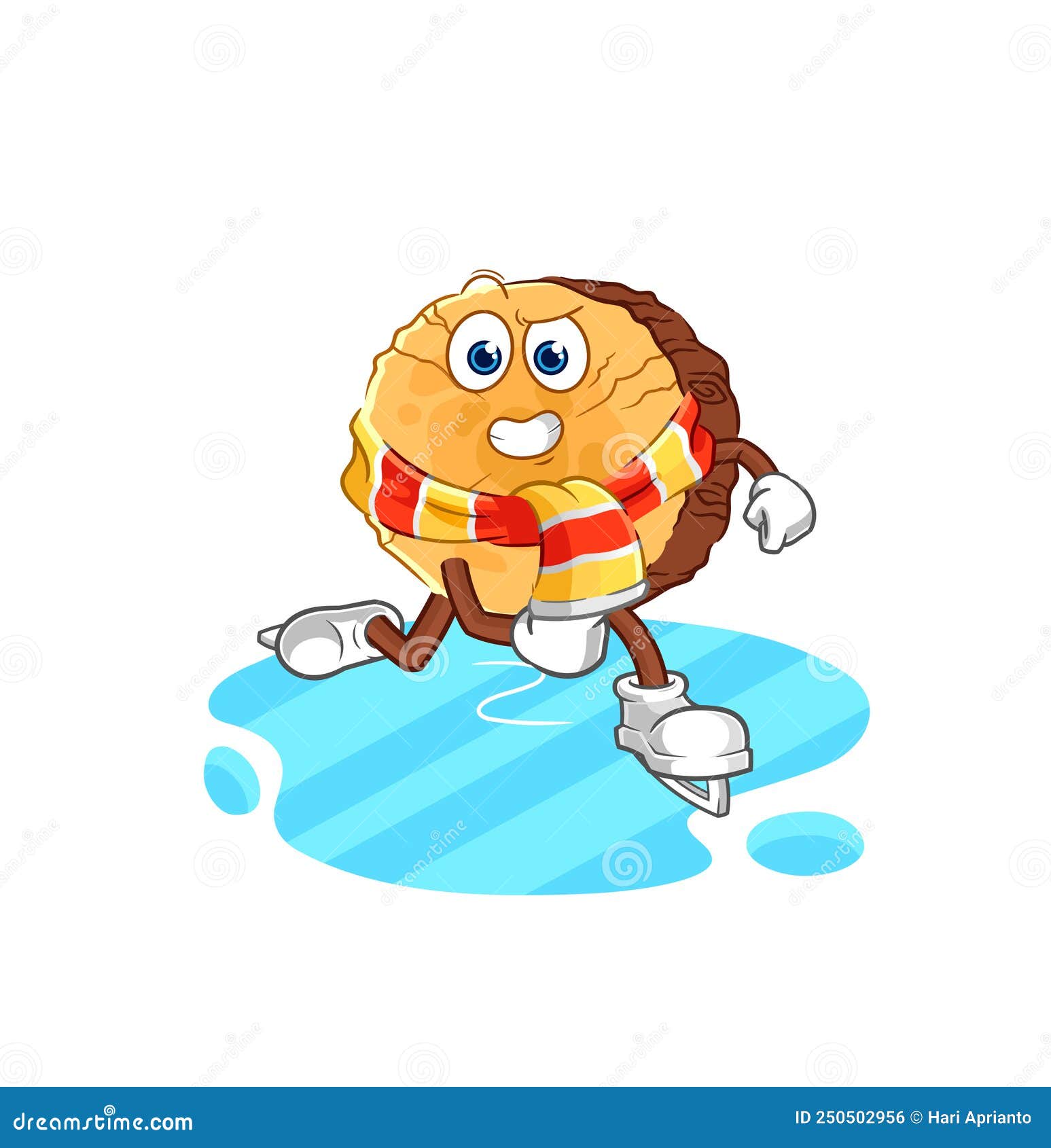 Round Log Ice Skiing Cartoon. Character Mascot Vector Stock Vector ...