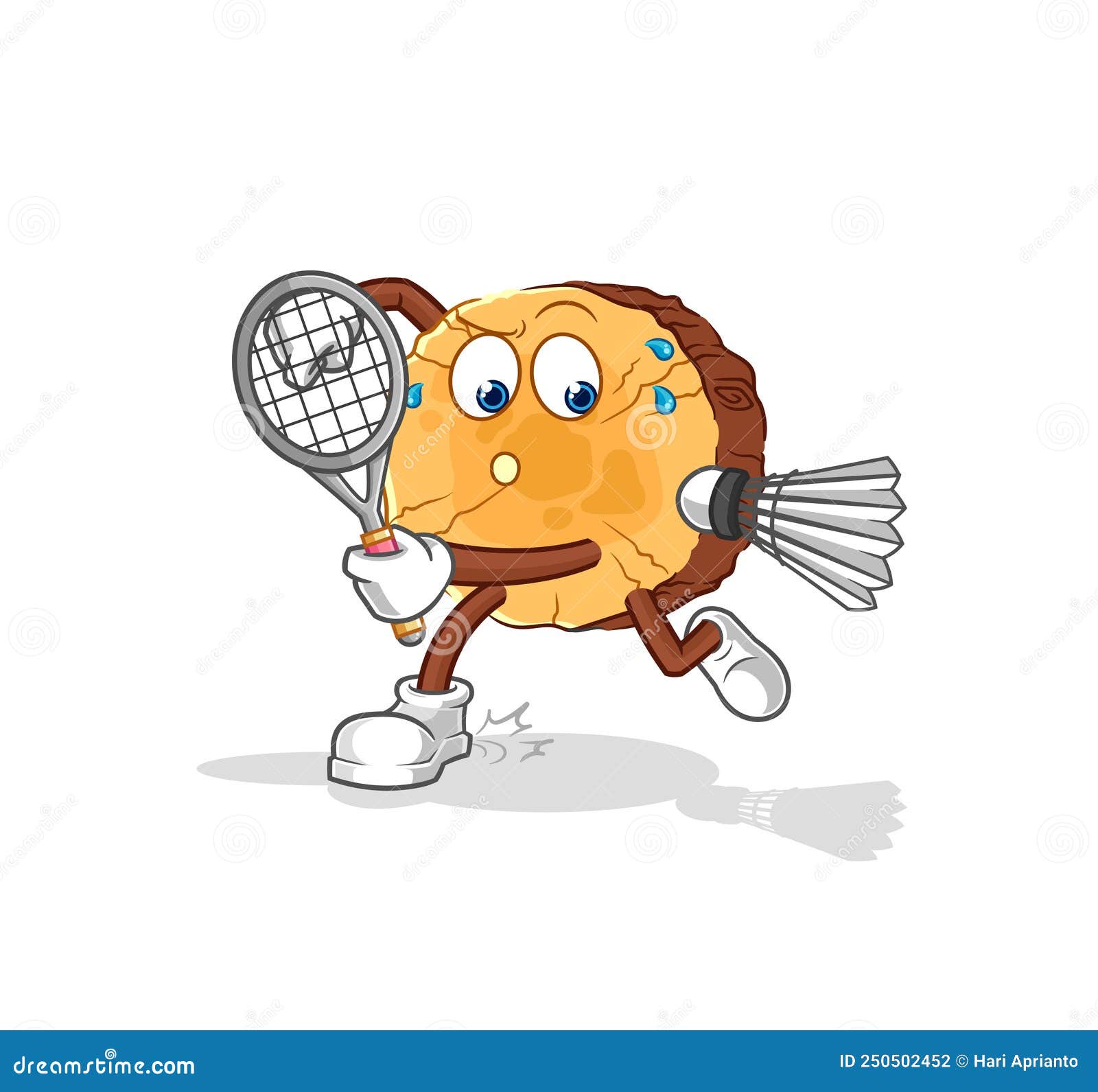Round Log Playing Badminton Illustration. Character Vector Stock Vector ...