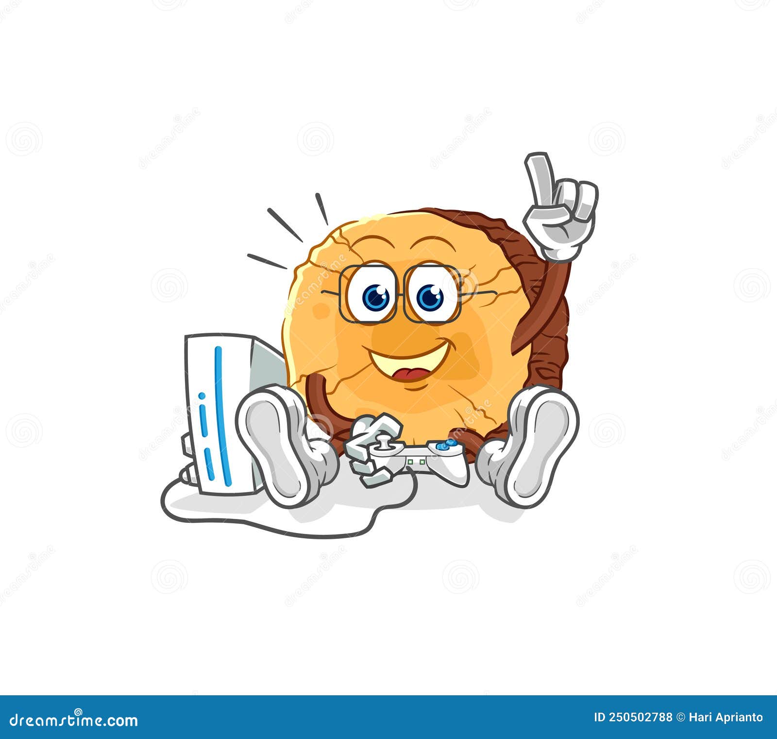 Round Log Playing Video Games. Cartoon Character Stock Vector ...