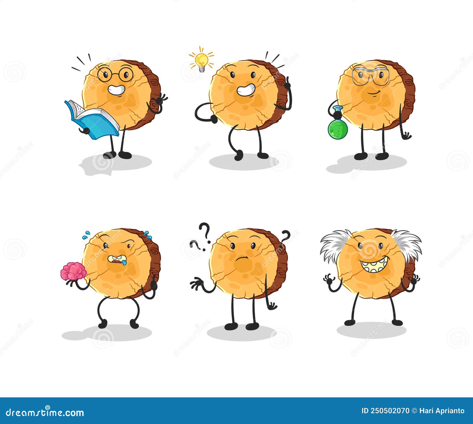 Round Log Thinking Group Character. Cartoon Mascot Vector Stock ...