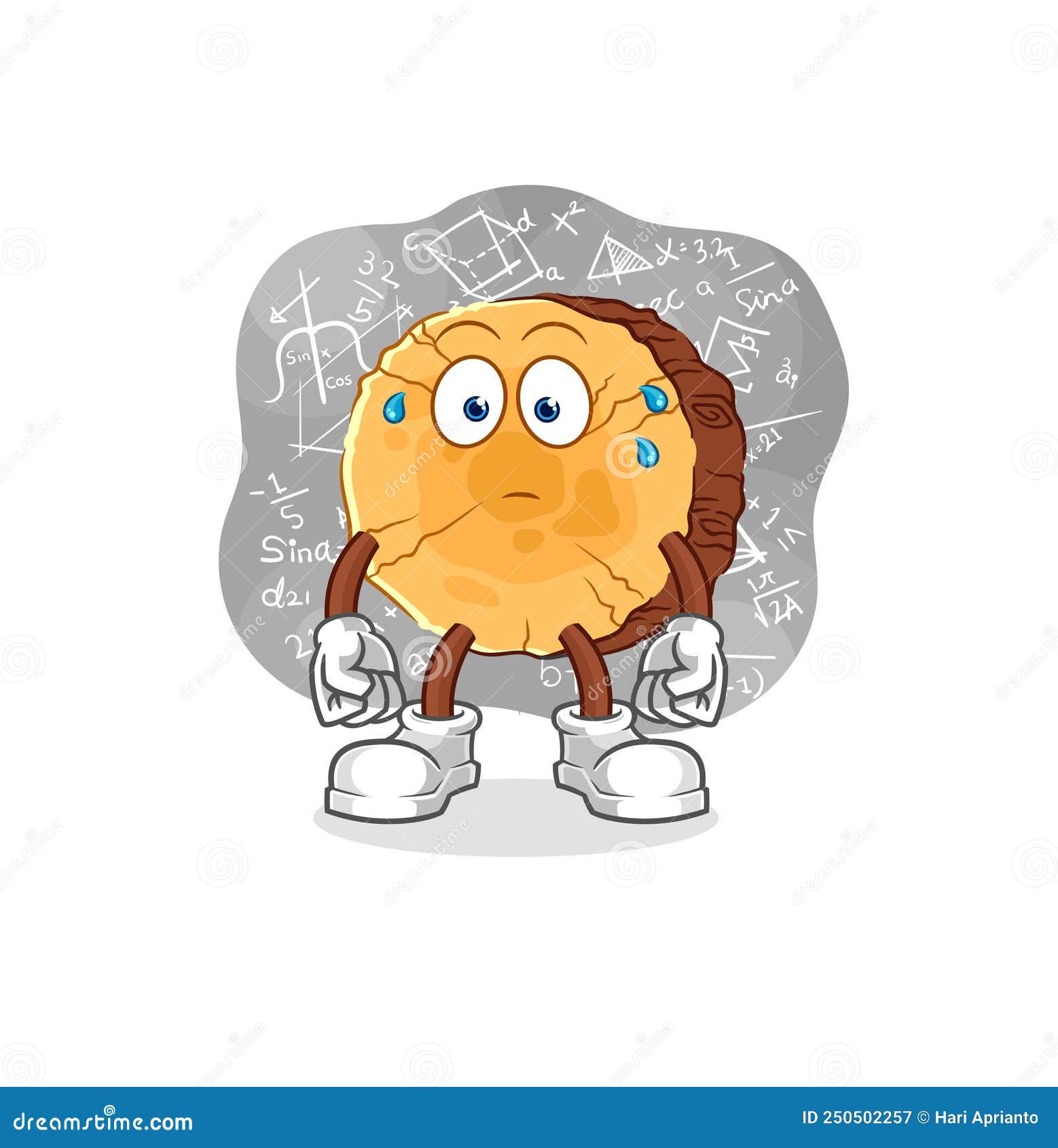 Round Log Thinking Hard Vector. Cartoon Character Stock Vector ...