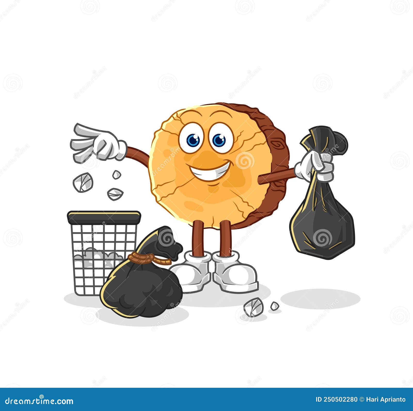 Round Log Throw Garbage Mascot. Cartoon Vector Stock Vector ...