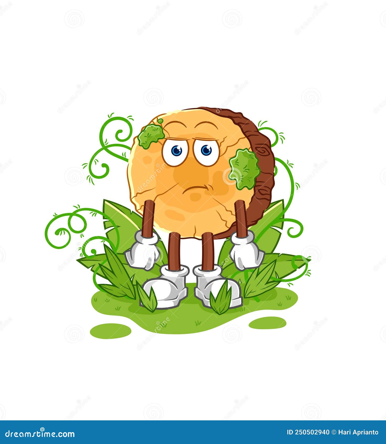 Round Log Waiting Too Long Mascot. Cartoon Vector Stock Illustration ...