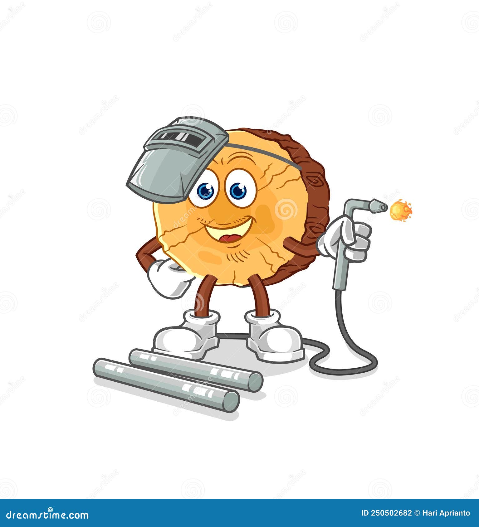 Round Log Welder Mascot. Cartoon Vector Stock Vector - Illustration of ...
