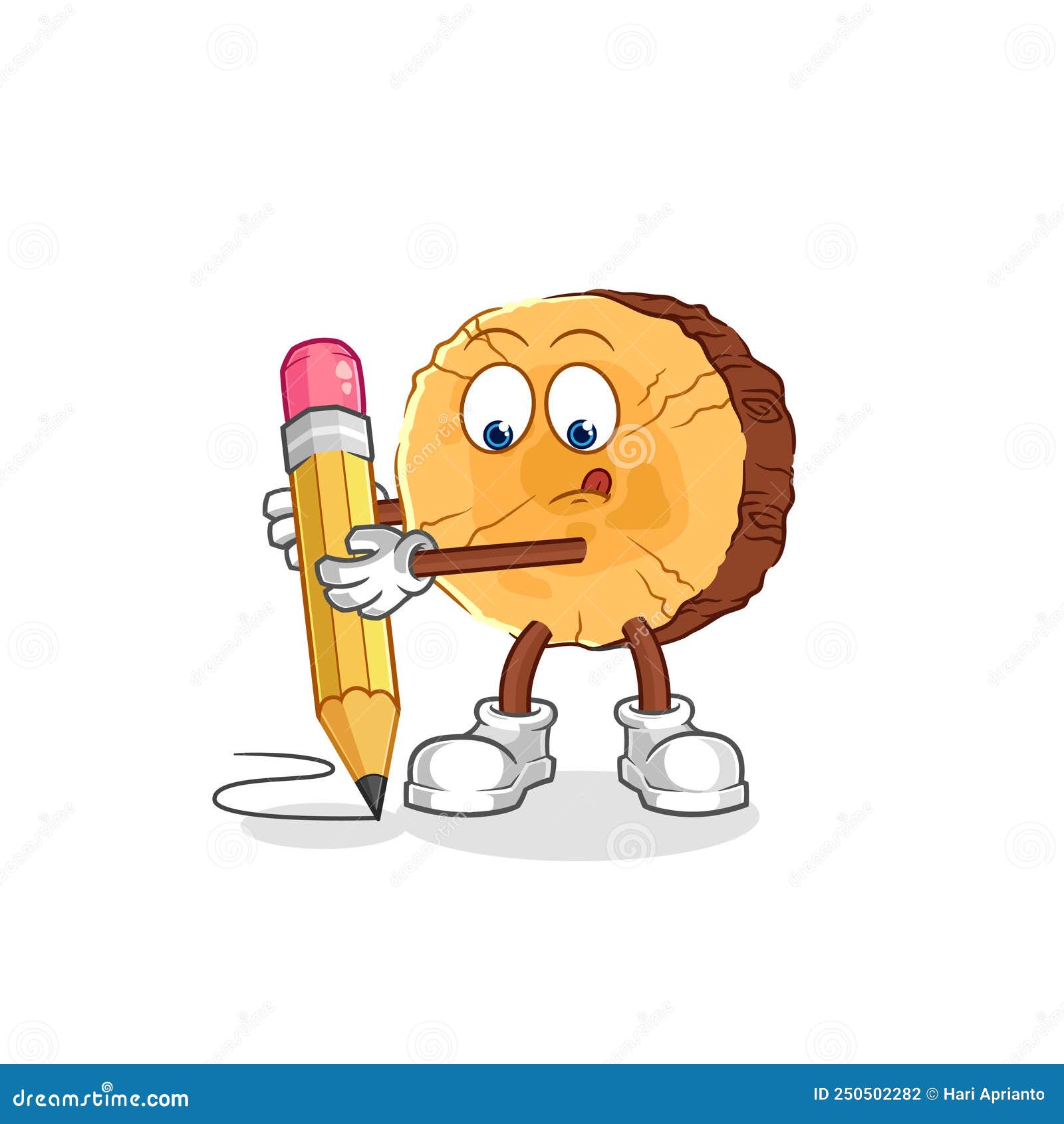 Round Log Write with Pencil. Cartoon Mascot Vector Stock Vector ...