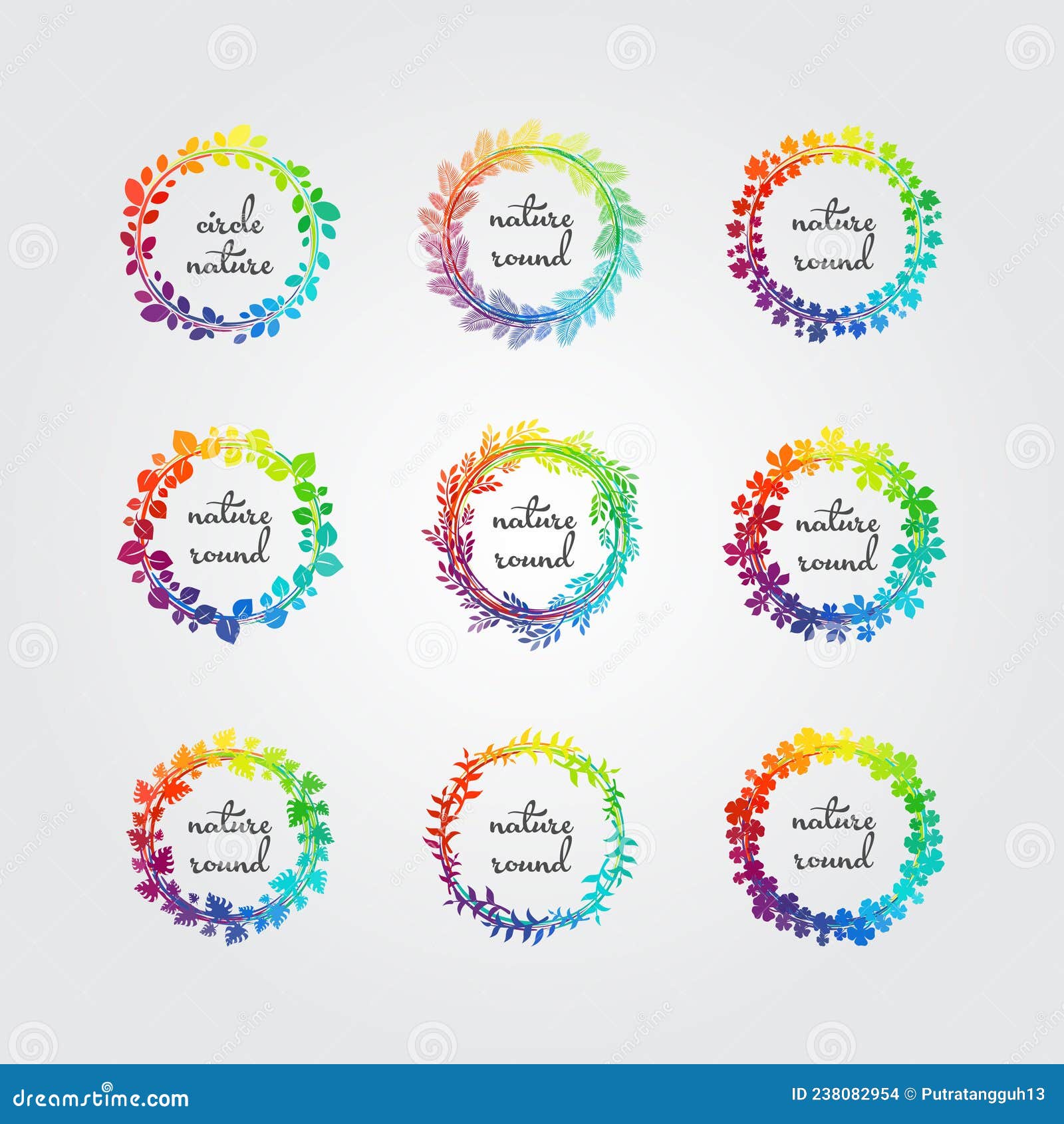 Circle Nature Frame Design Collection Stock Vector - Illustration of ...