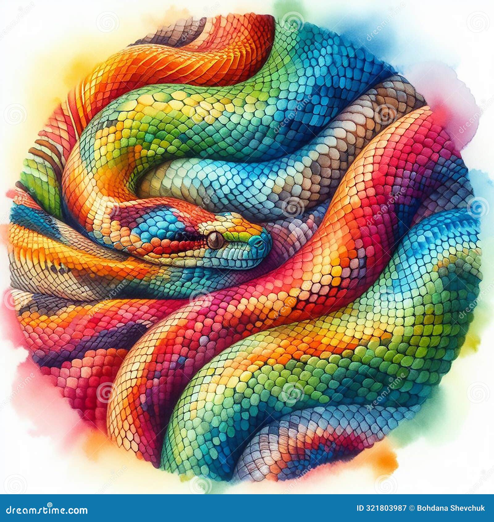 Round Logo with Multi-colored Snake Stock Illustration - Illustration ...