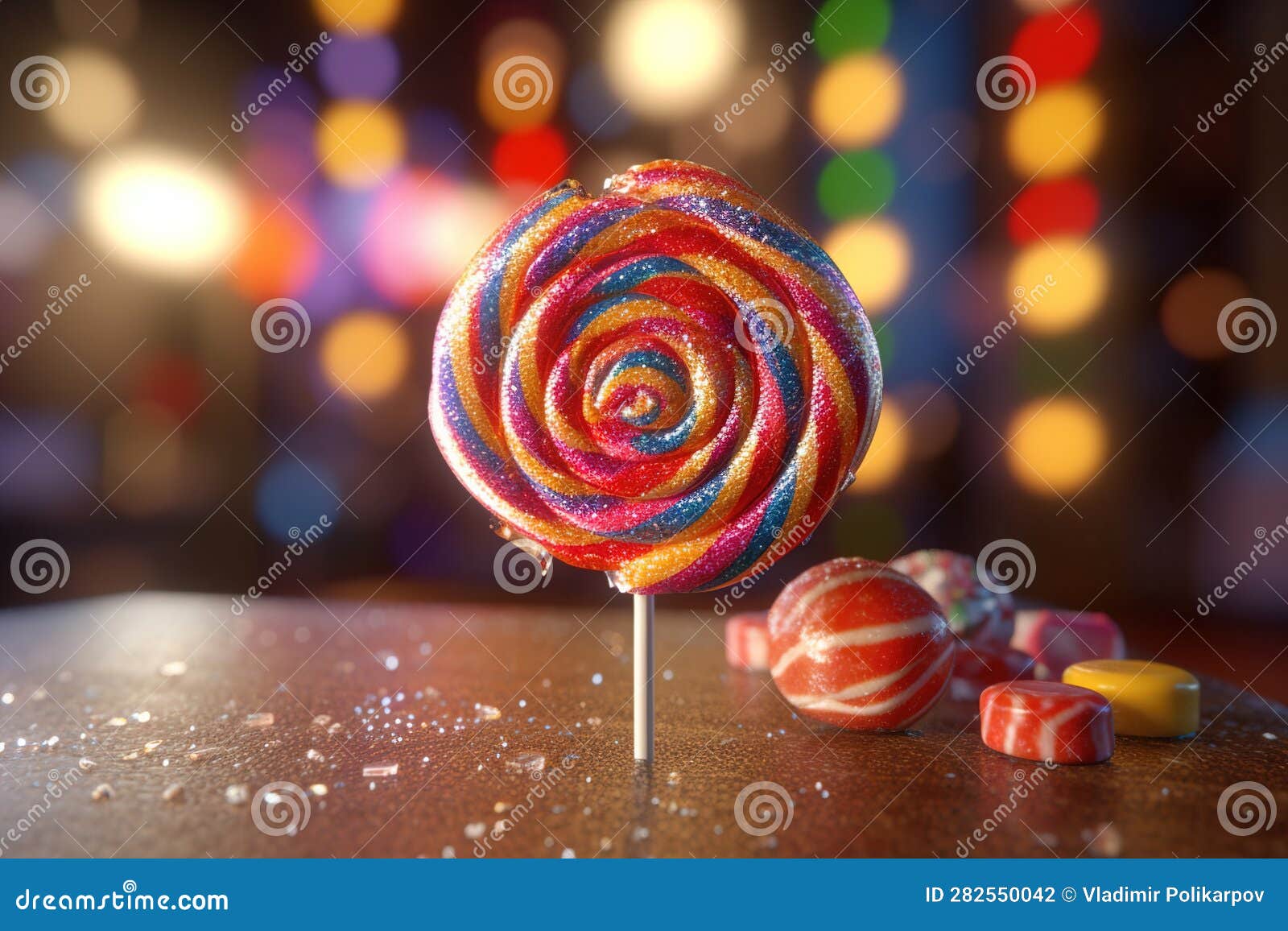 Round Lollipop on a Table. Culinary Sweets Stock Illustration ...