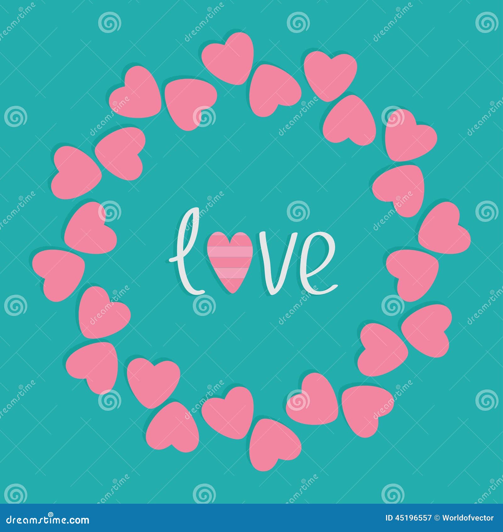Round Love Frame with Pink Hearts. Flat Design Style Stock Vector ...
