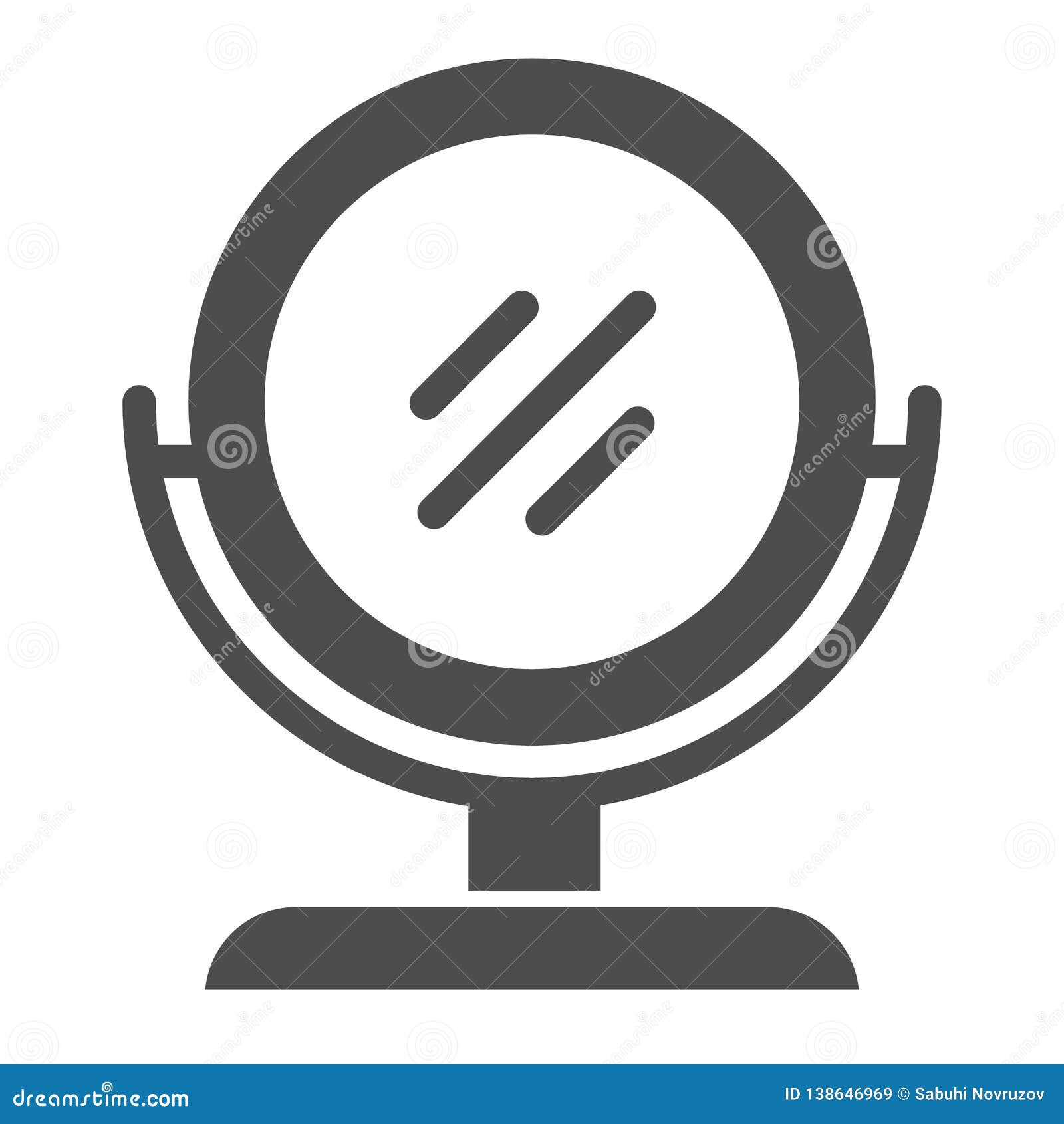 Round Makeup Mirror Solid Icon. Desk Mirror Vector Illustration ...