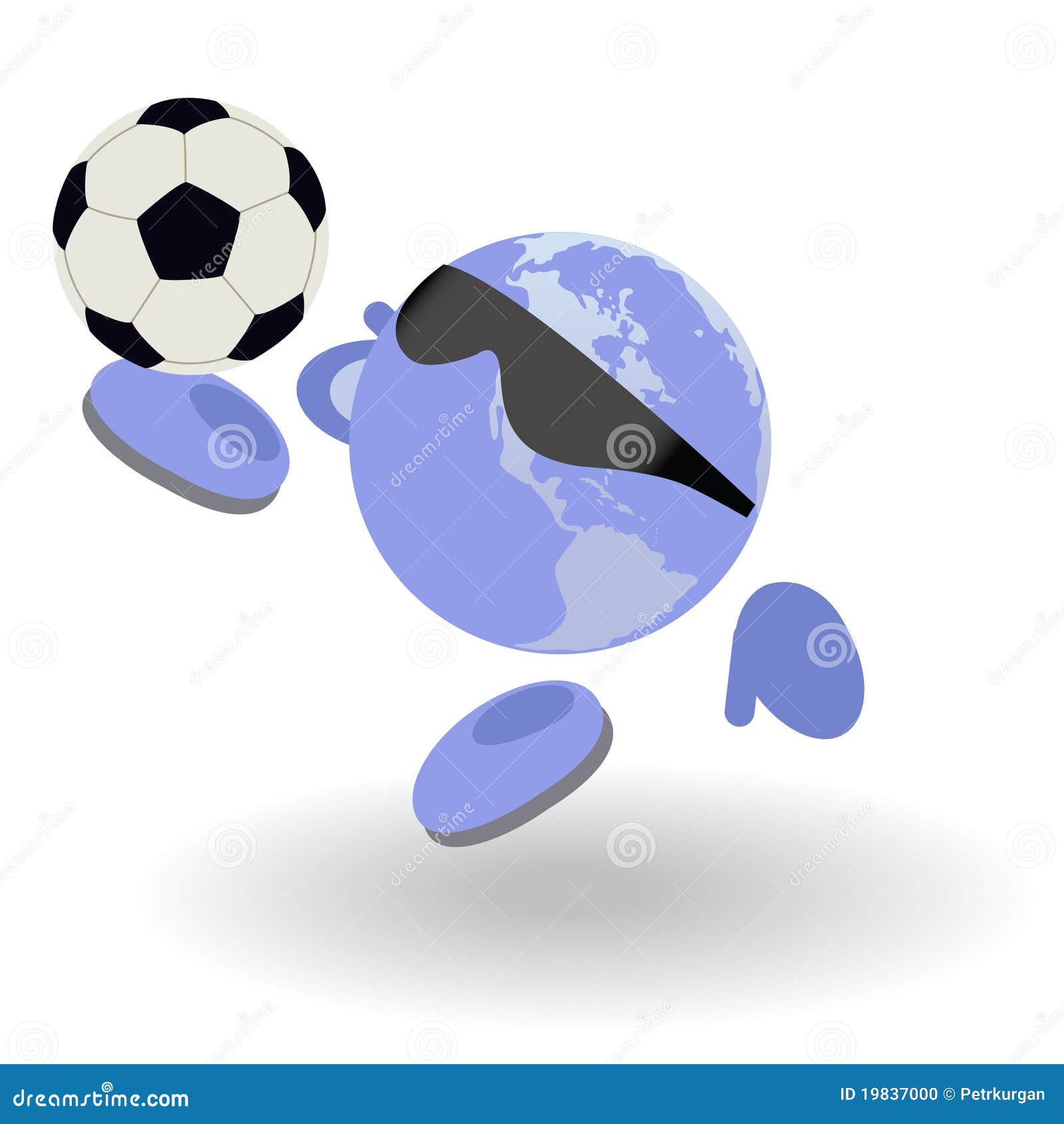 The round man and football stock vector. Illustration of earth - 19837000