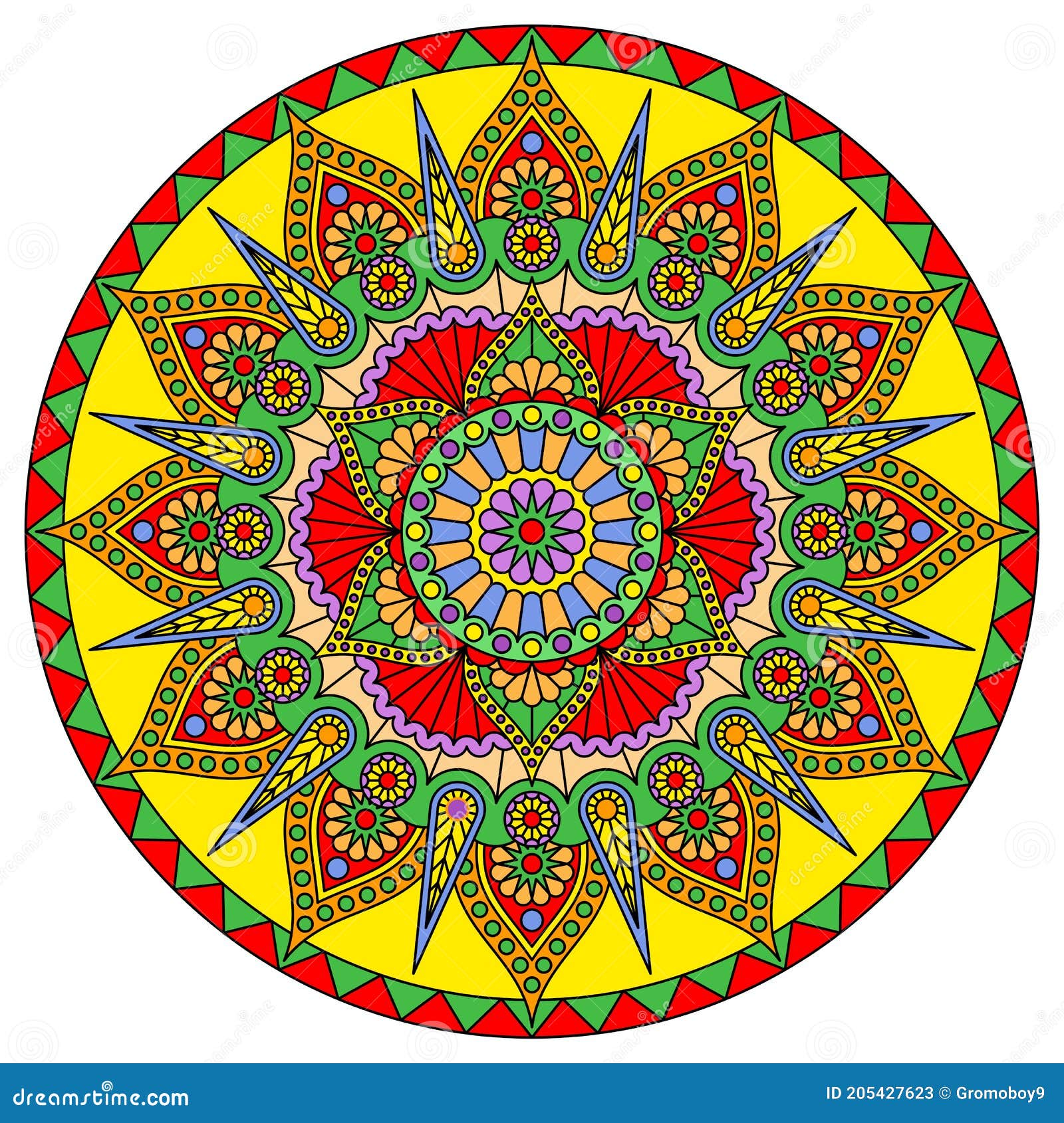 Round Mandala with a Bright Pattern Isolated on White Background ...