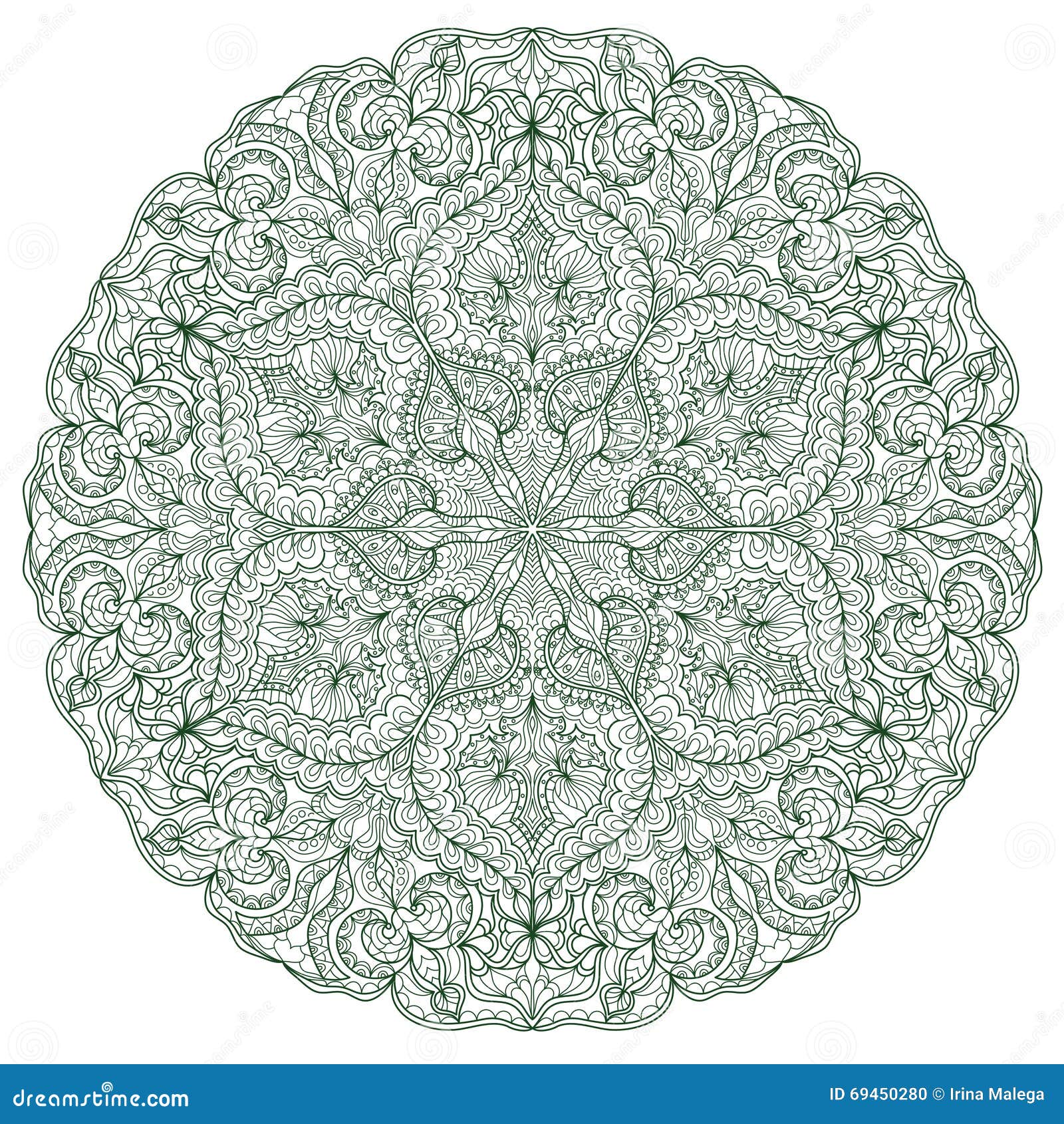 Round Mandala Pattern with Hand-drawn Decorative Elements. Stock Vector ...