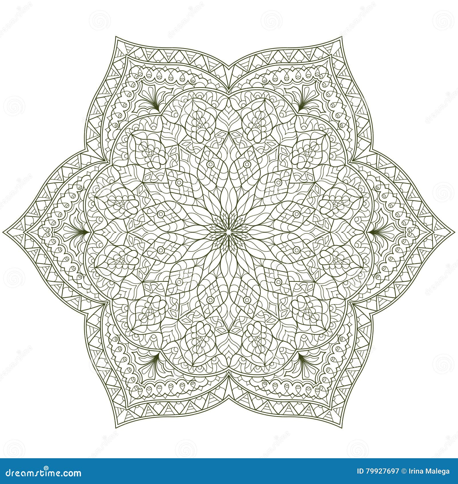 Round Mandala Pattern with Hand-drawn Decorative Elements. Stock Vector ...