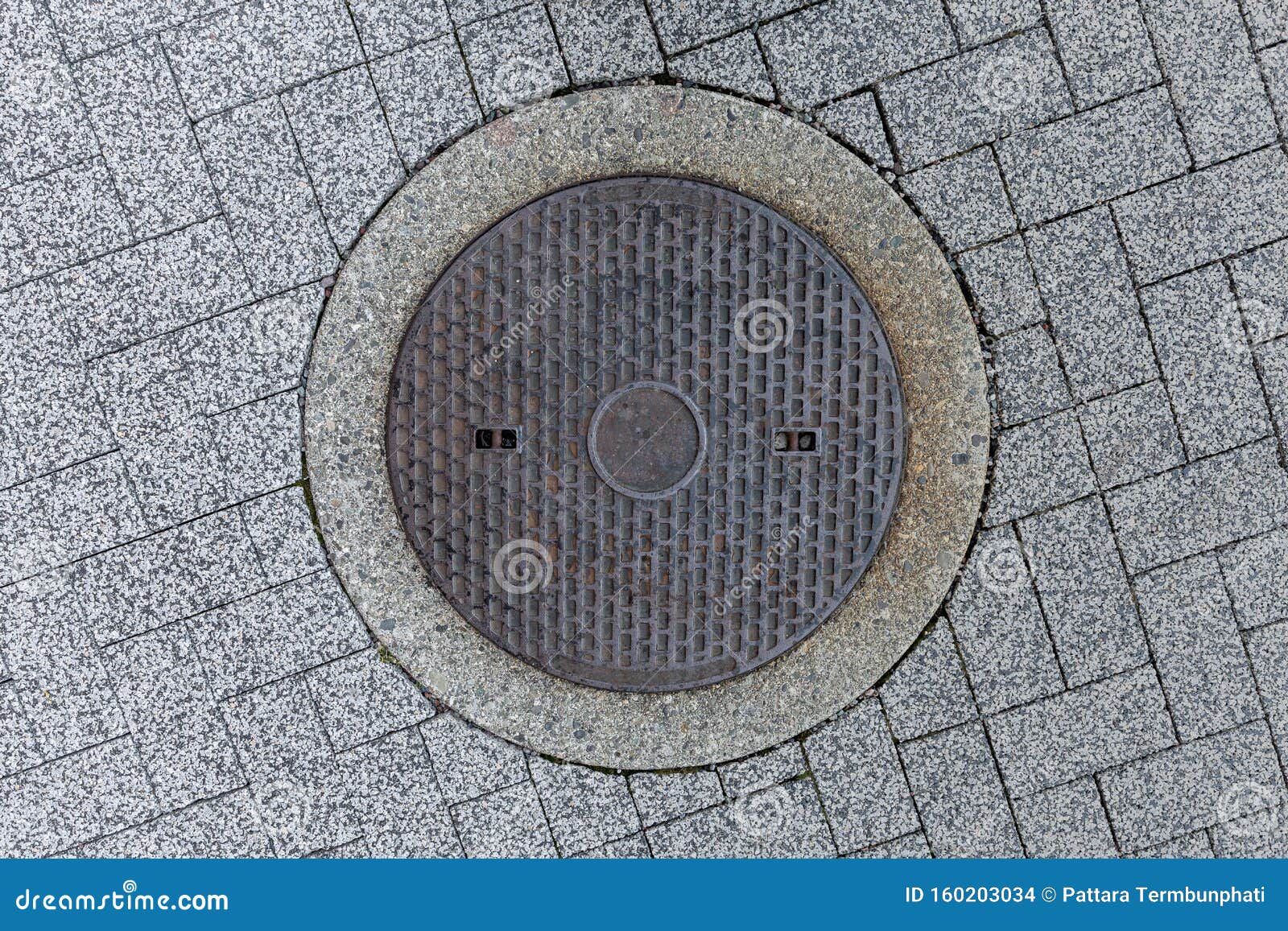 Round manhole cap stock photo. Image of rounded, construction - 160203034