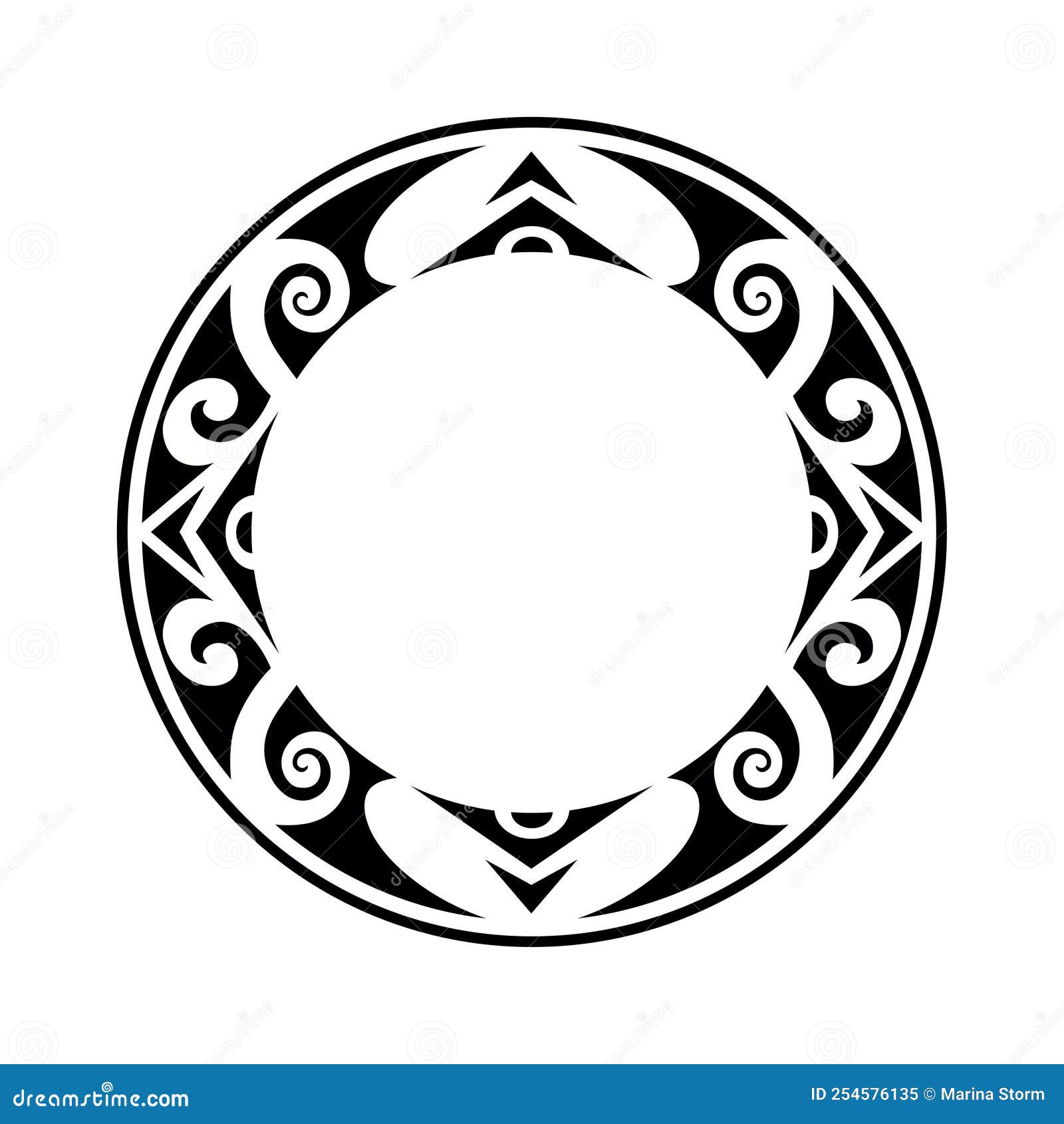 Round Maori Geometrical Round Border Frame Design. Stock Vector ...