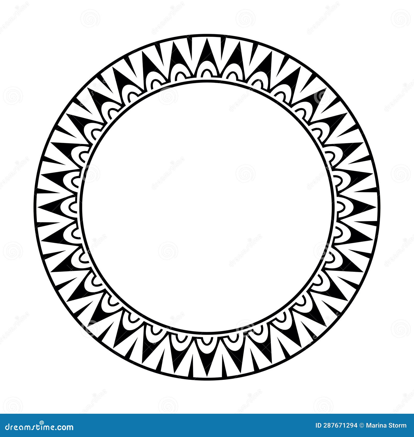 Round Maori Geometrical Round Border Frame Design. Stock Illustration ...